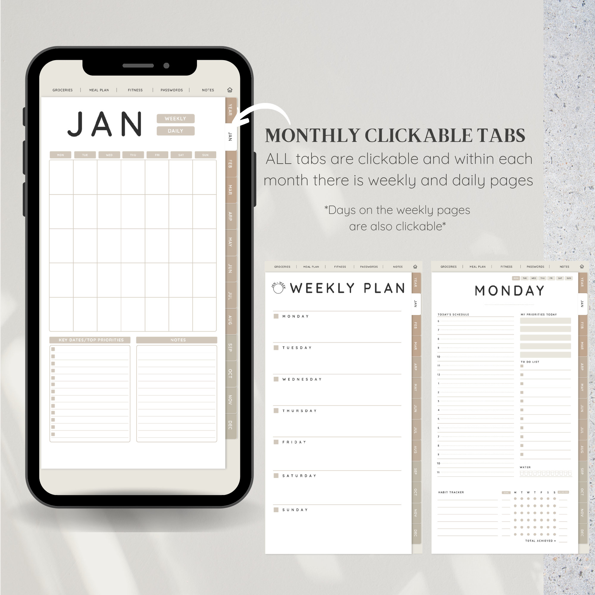 Digital Pocket Planner - Beige Minimal Modern Aesthetic, iPhone ...