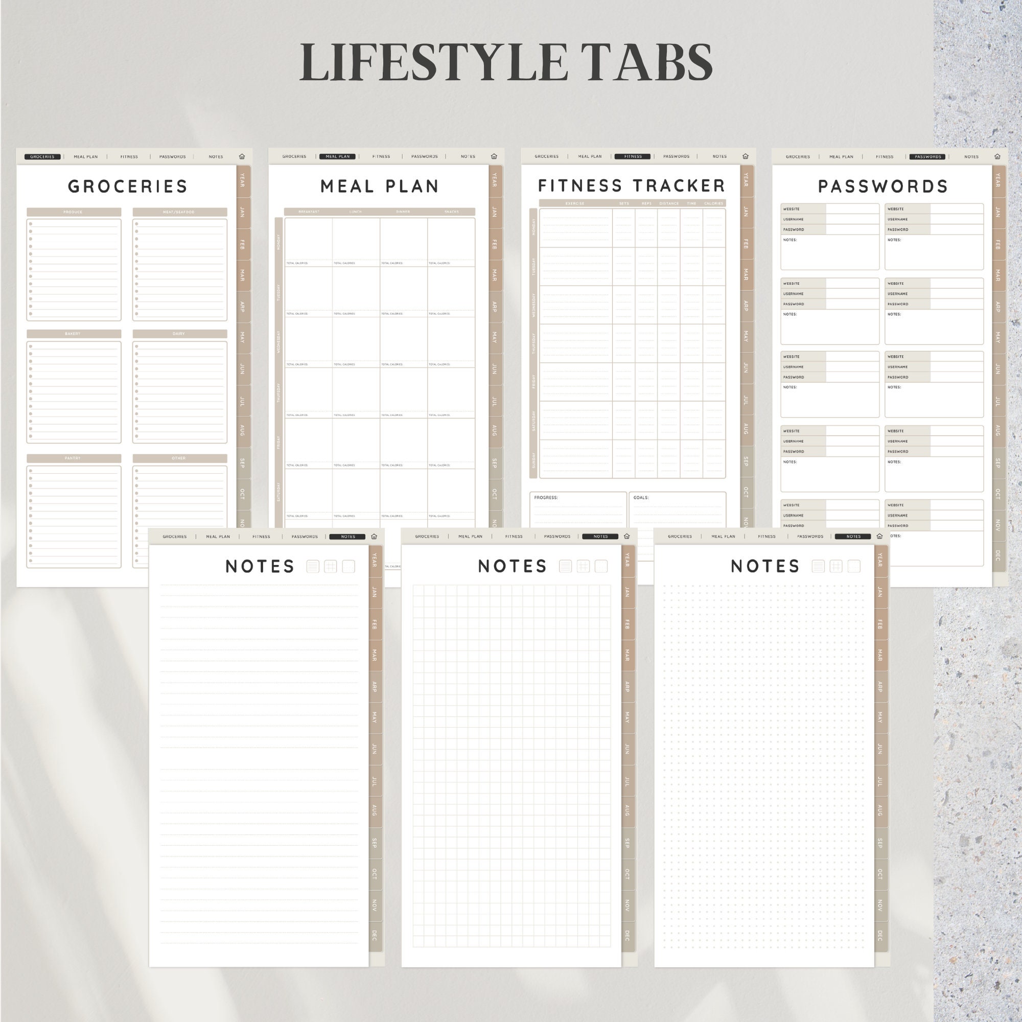 Digital Pocket Planner - Beige Minimal Modern Aesthetic, iPhone ...