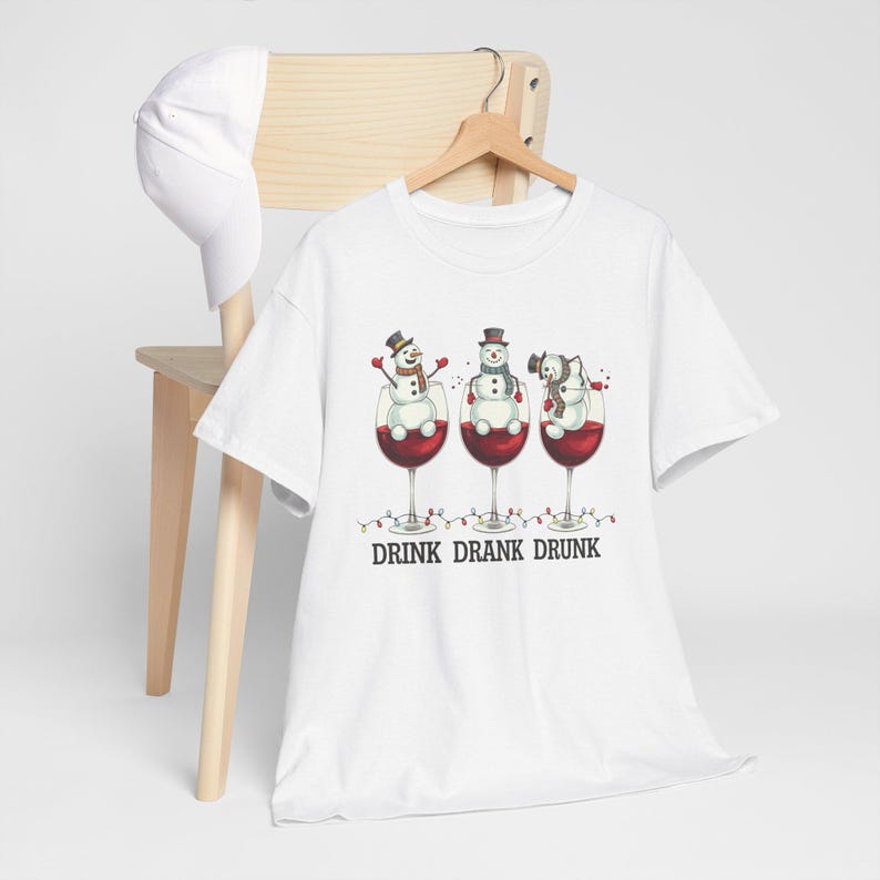 Drink Drank Drunk Christmas Shirt | Funny Holiday Wine Shirt | Snowman ...