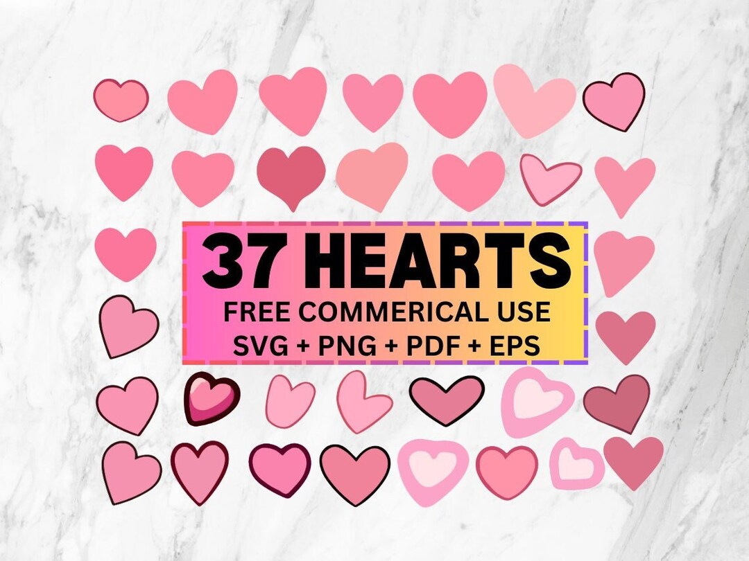 HEART SVG Bundle of 37, HEART Doodle Png, Heart Svg Cut Files for ...