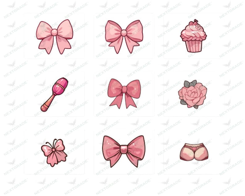 Bundle of 56 Girly Bow Clip Art Set – Fashion Beauty Graphics – Instant ...