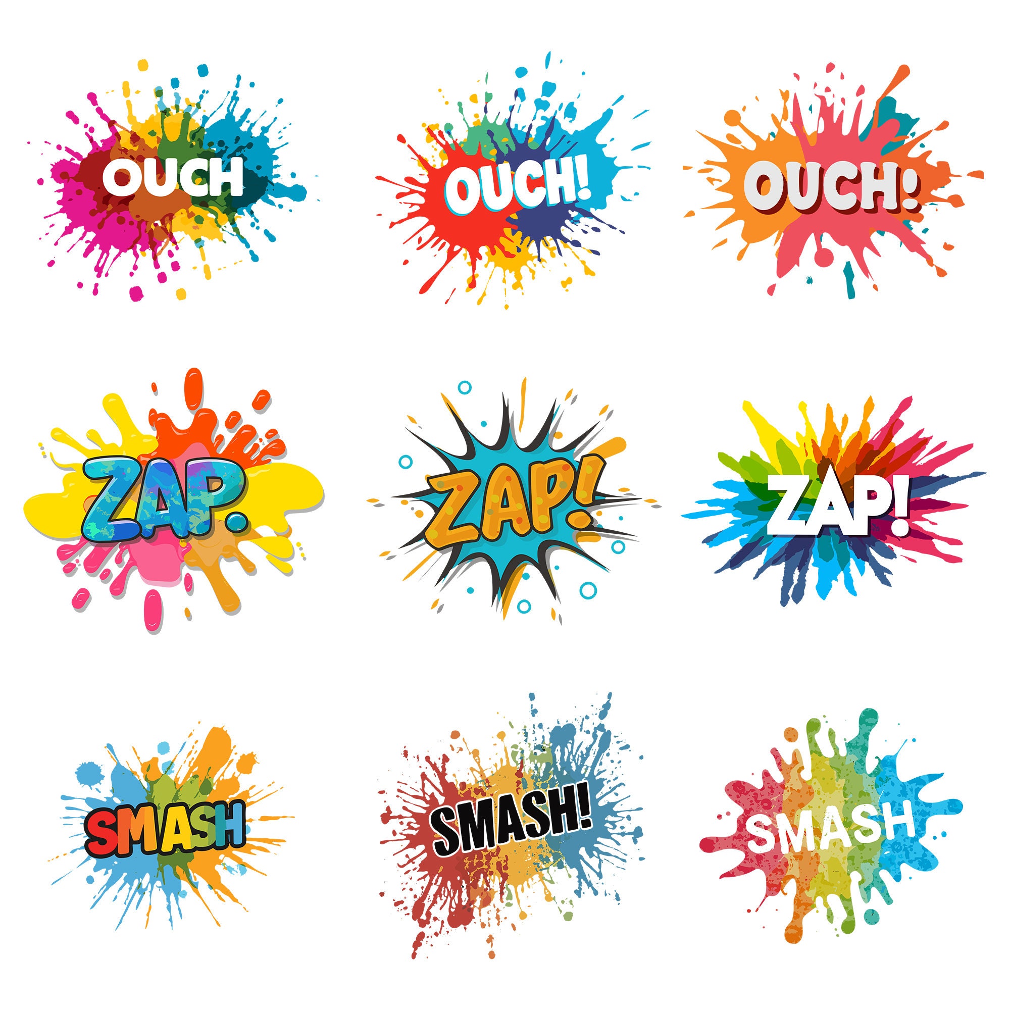 Comic Style Bubbles TEXT PNG CLIPART Bundle of 45 Png Svg Eps Pdf Free ...