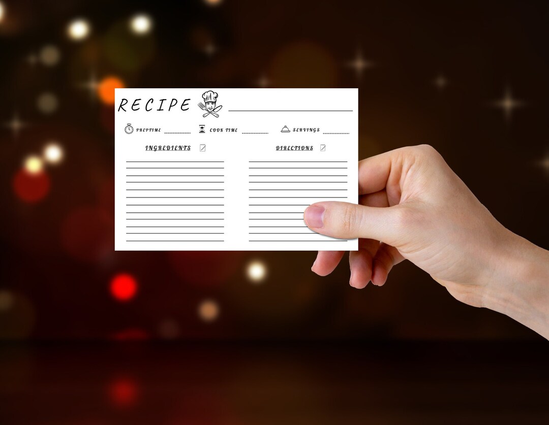 Recipe Card Template Printable Pages 7 Sizes Minimalist Design, Instant ...