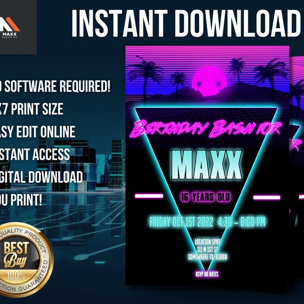 Miami Vice Invitations - Etsy