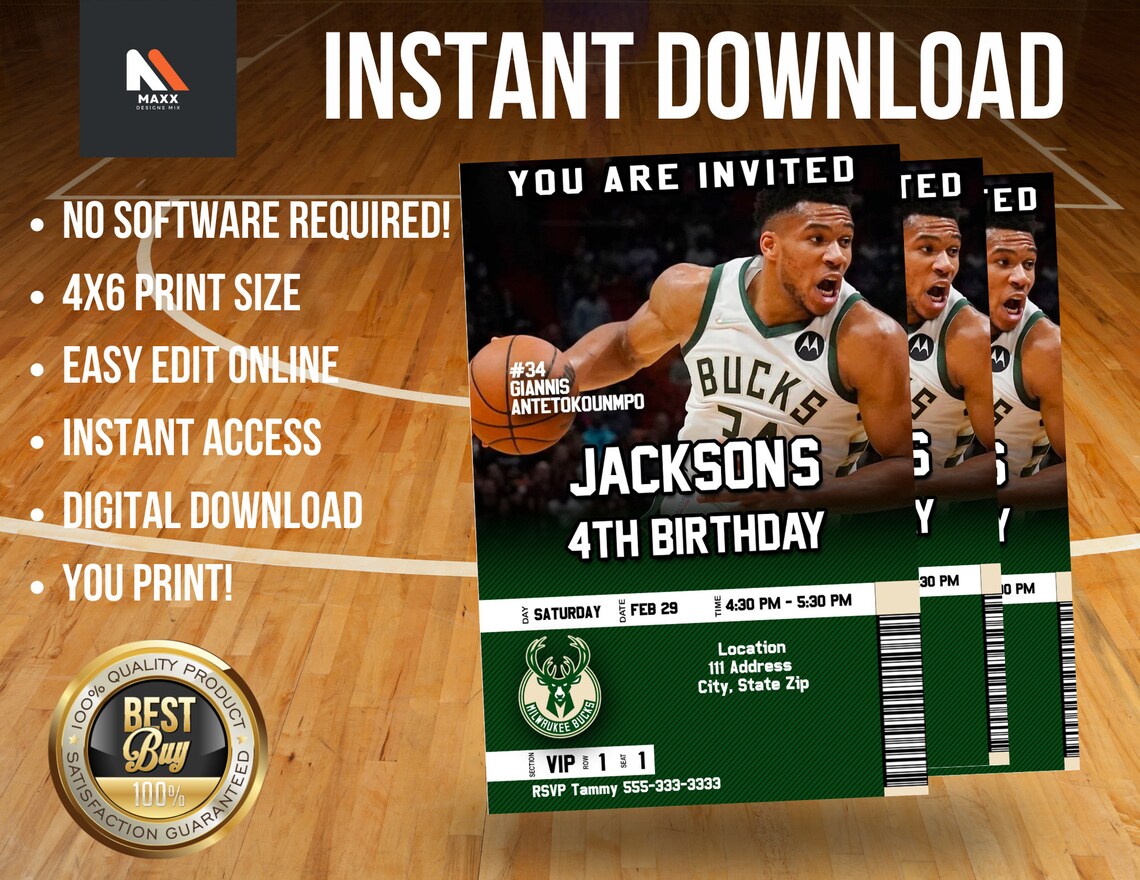 NBA Giannis Antetokounmpo Milwaukee Bucks Birthday Party - Etsy