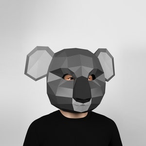 Koala Papercraft Mask, DIY, Party and Halloween Mask Template, Low Poly ...