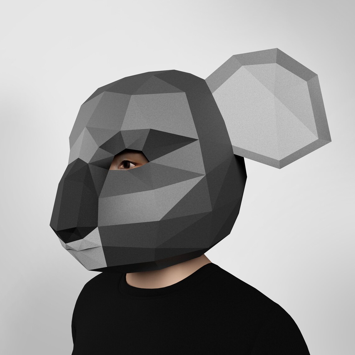 Koala Papercraft Mask, DIY, Party and Halloween Mask Template, Low Poly ...
