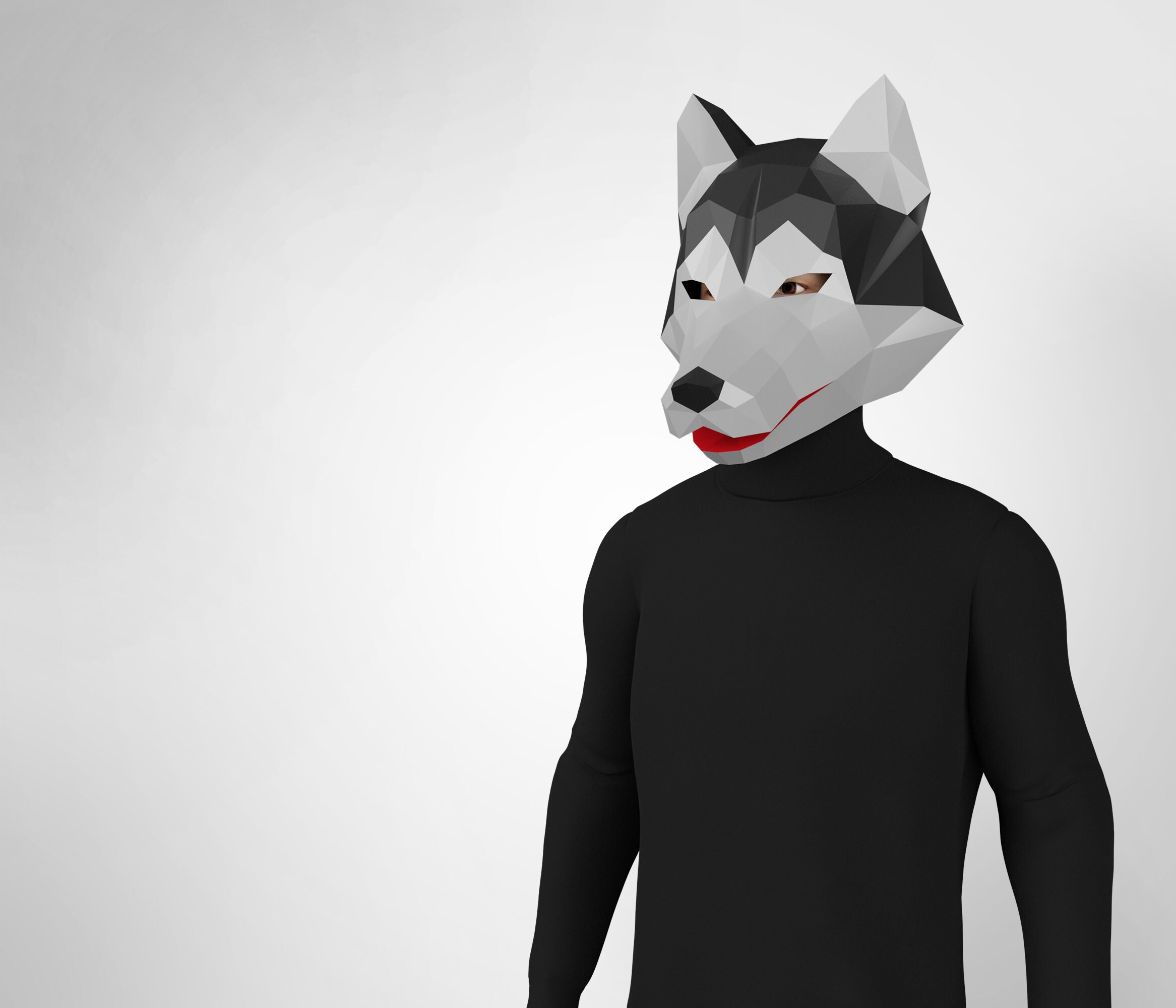 Husky Papercraft Mask, DIY Mask Template, Low Poly 3d Mask, Cosplay ...