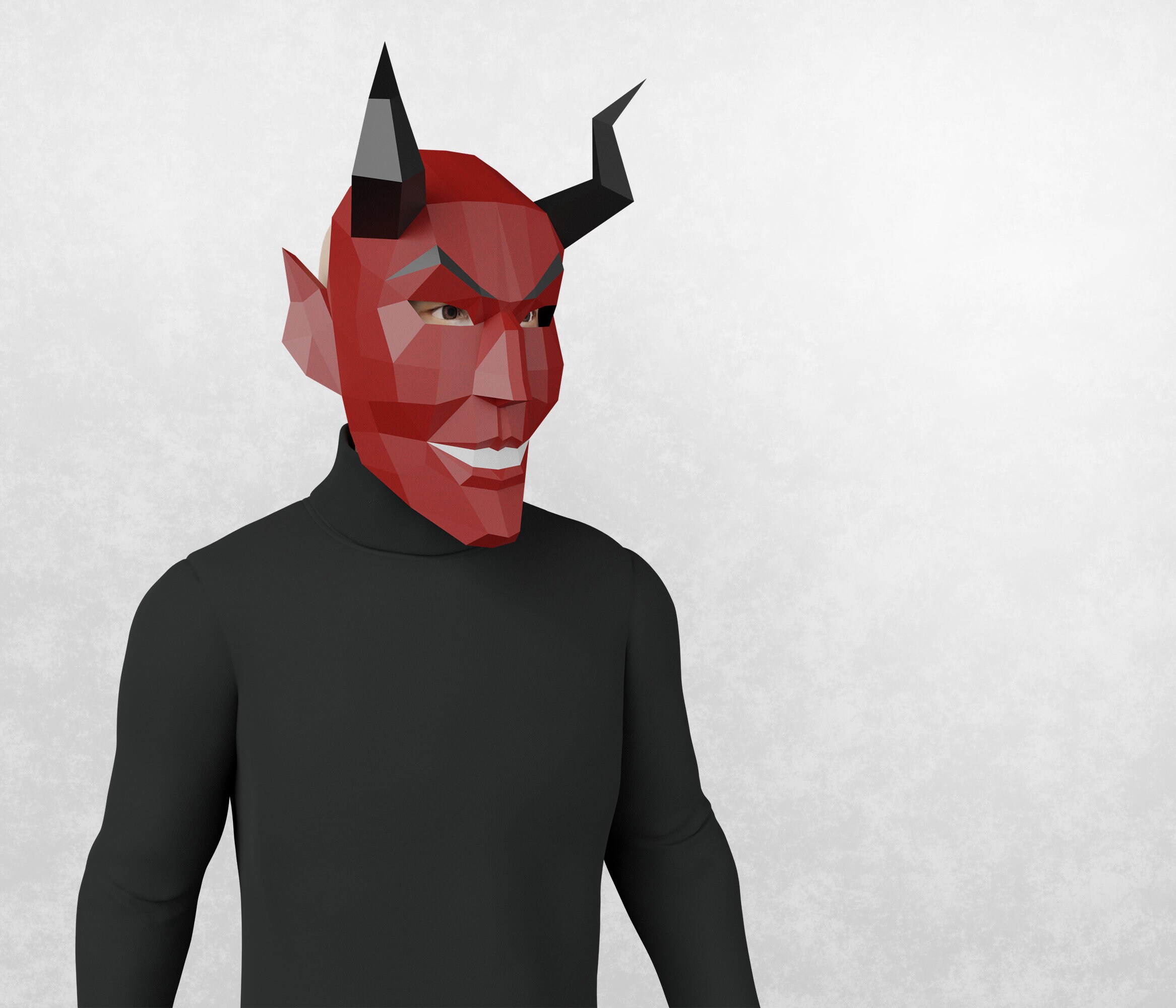 Devil Papercraft Mask, DIY Digital Mask Template, Low Poly 3d Mask,stag ...