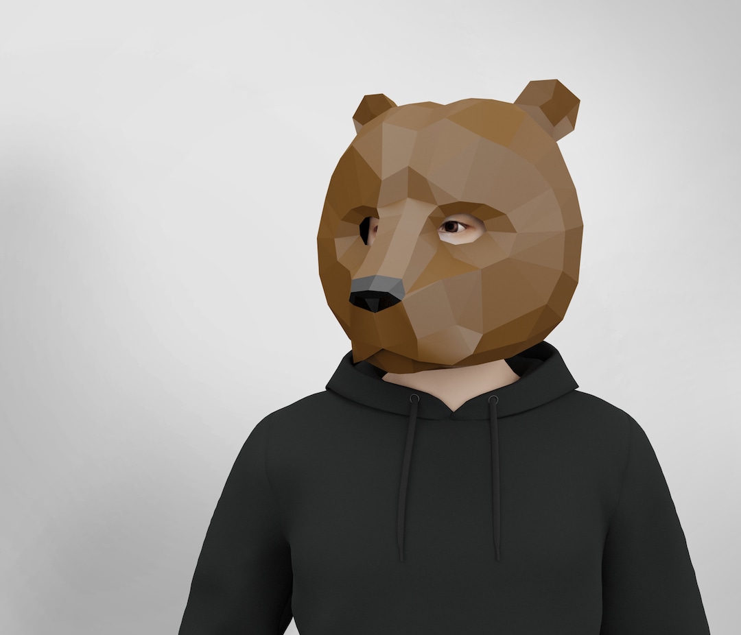 Bear Papercraft Mask, Cosplay Mask, DIY Halloween Digital Mask Template ...