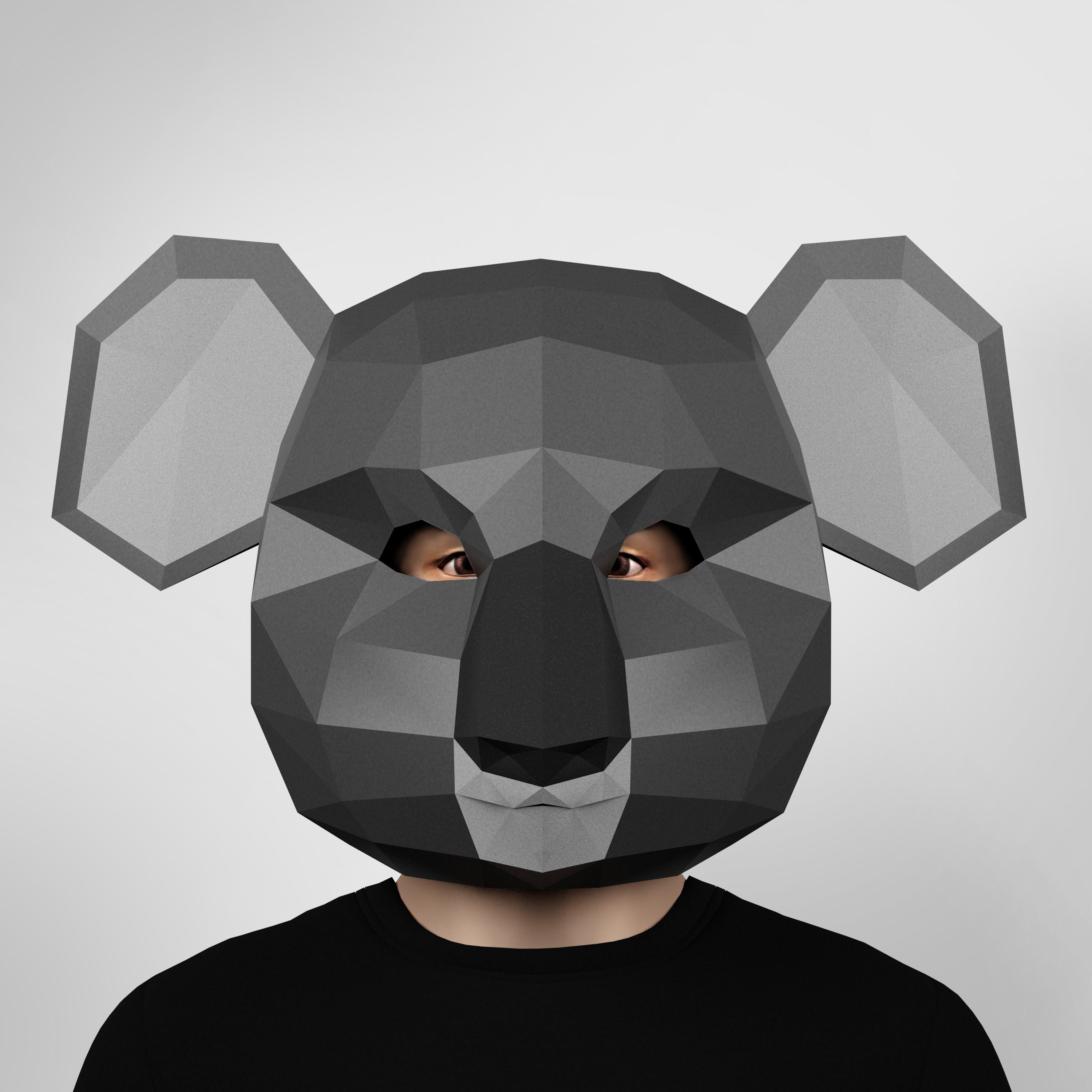 Koala Papercraft Mask, DIY, Party and Halloween Mask Template, Low Poly ...