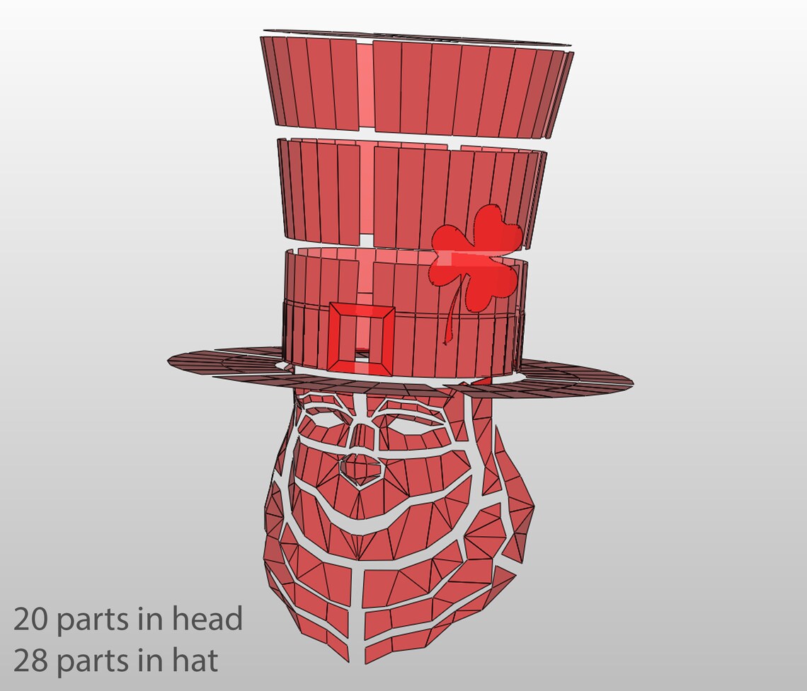 St Patrick Mask + Hat, Papercraft Digital Template, St Patrick ...