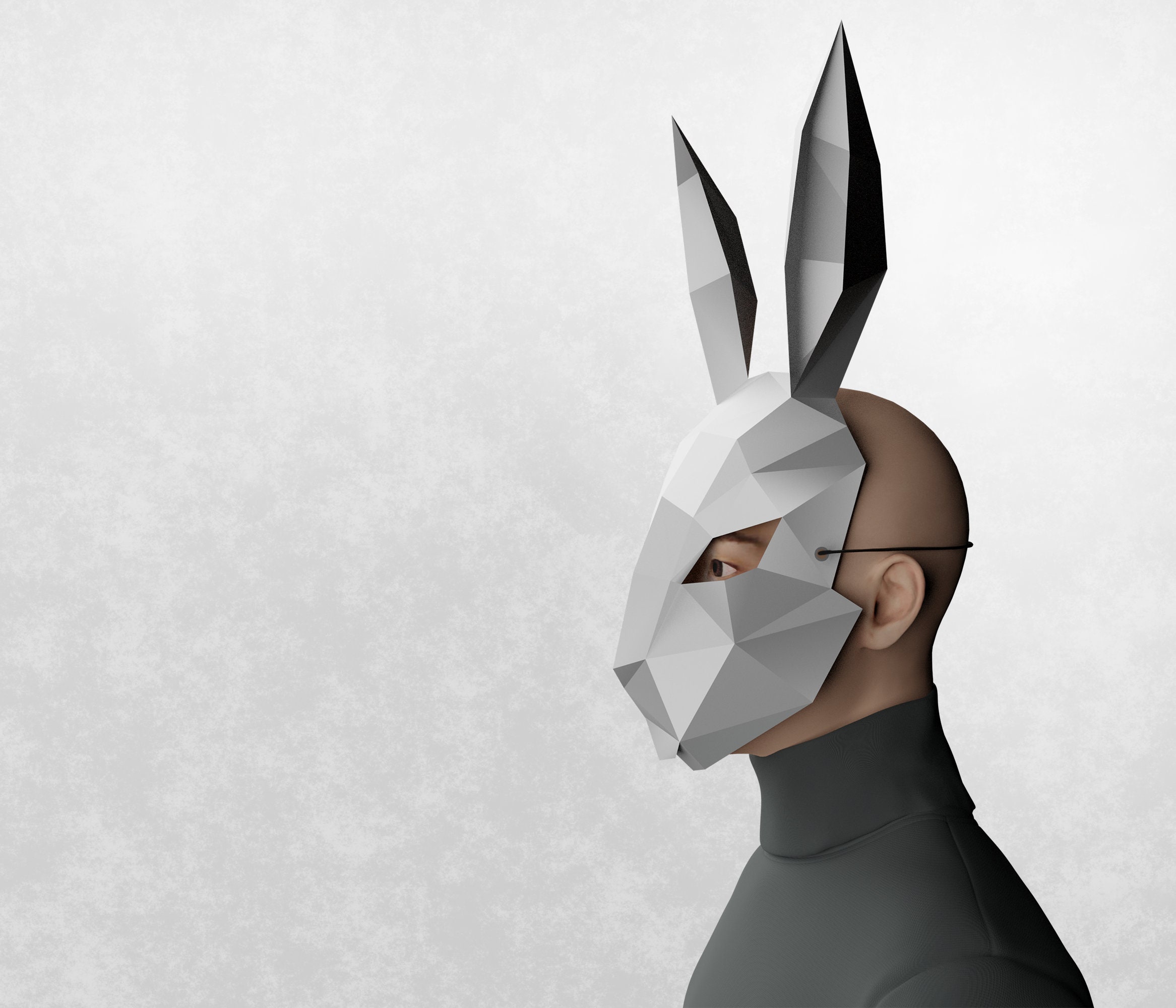 Easter Bunny Papercraft Mask,diy Easter and Halloween Digital Mask ...