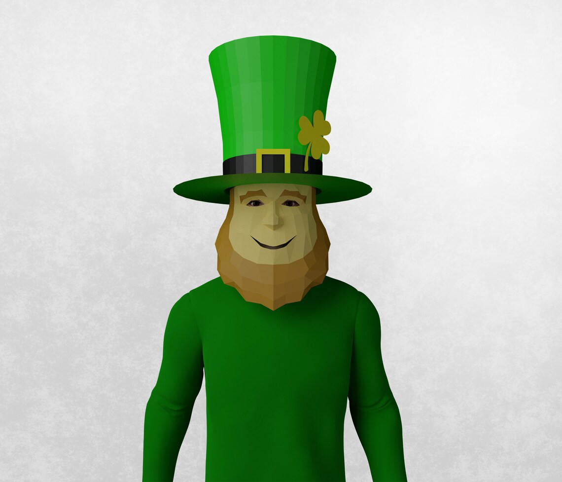 St Patrick Mask + Hat, Papercraft Digital Template, St Patrick ...
