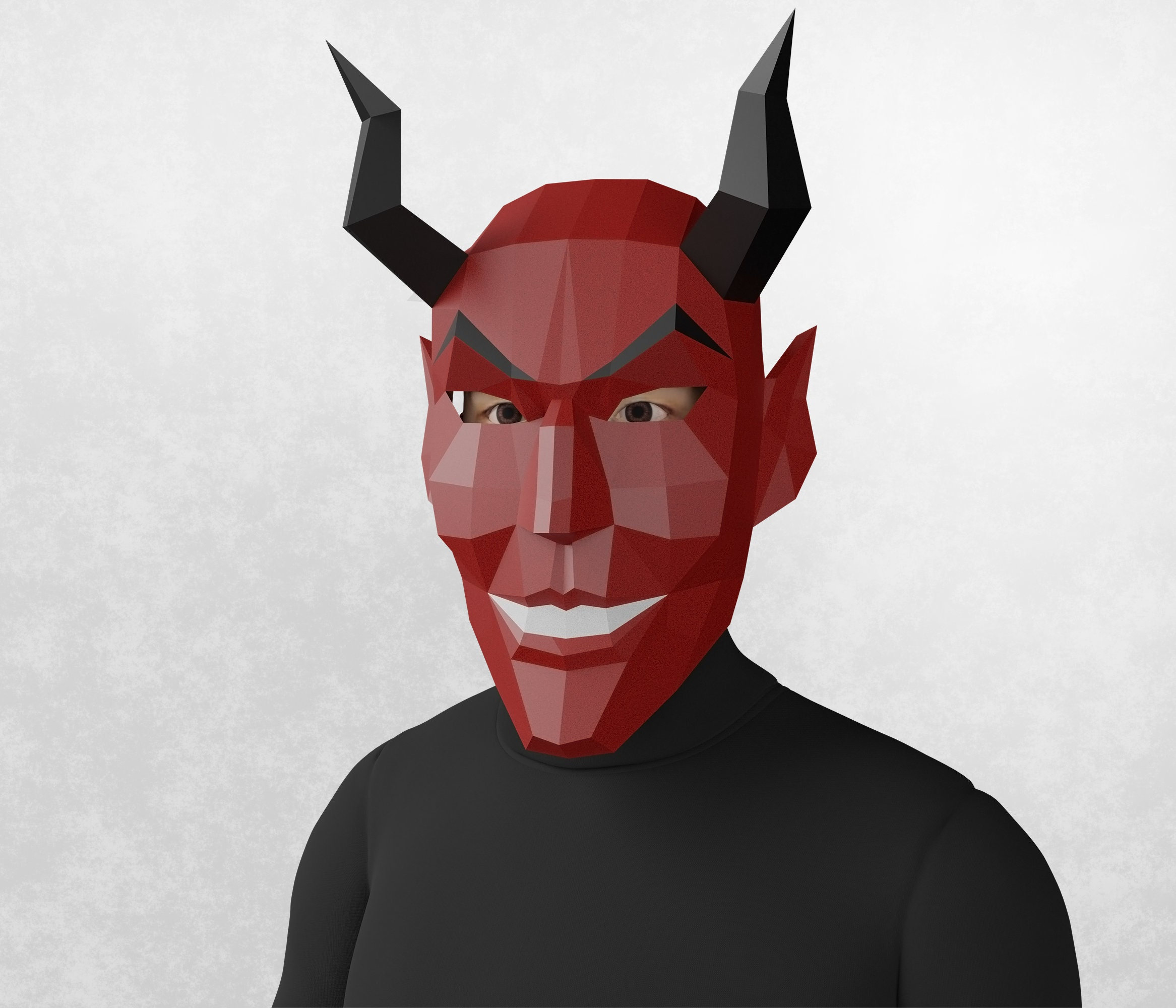 Devil Papercraft Mask, DIY Digital Mask Template, Low Poly 3d Mask,stag ...