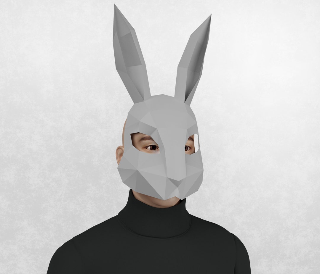 Rabbit Papercraft Mask,diy Easter and Halloween Digital Mask Template ...