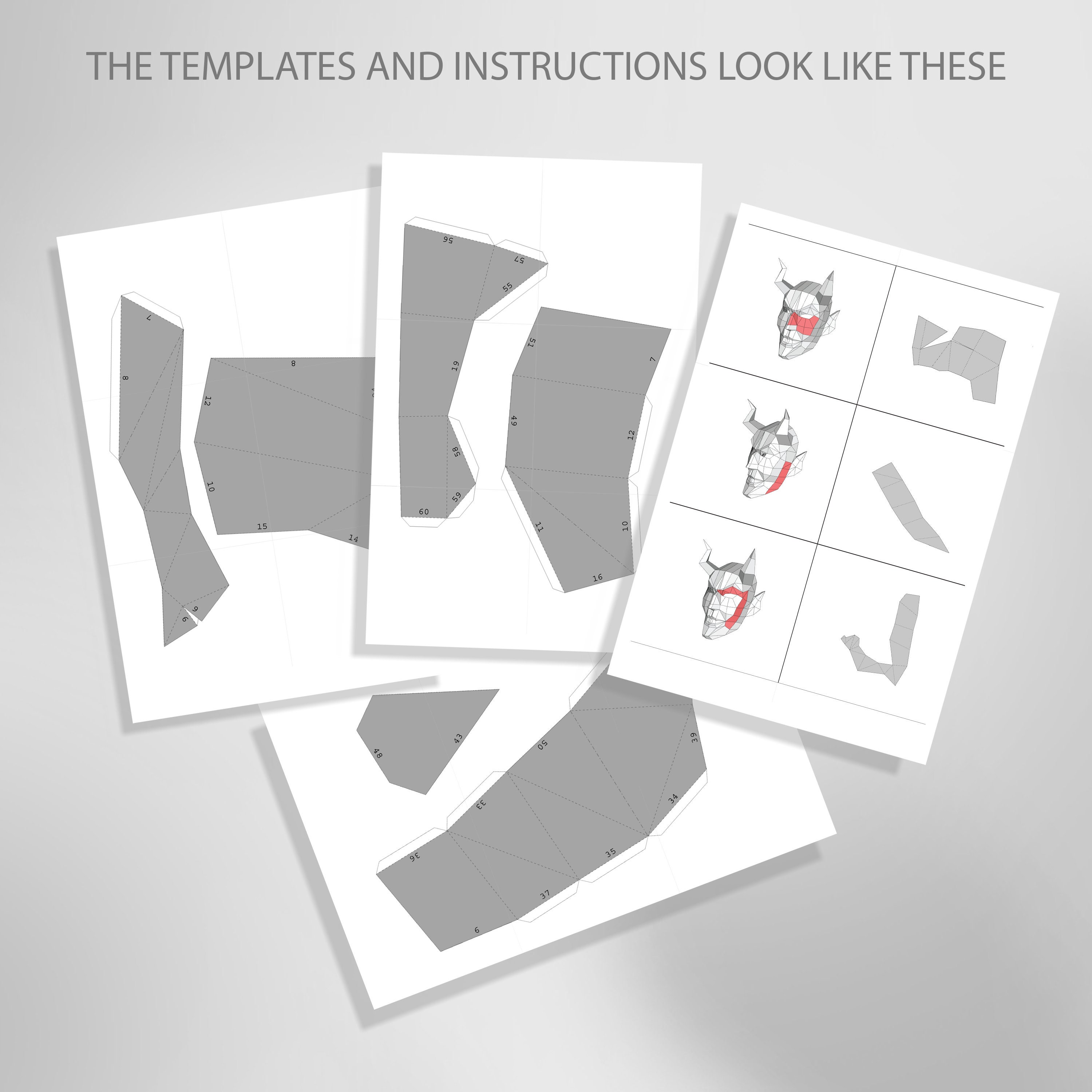 Devil Papercraft Mask, DIY Digital Mask Template, Low Poly 3d Mask,stag ...