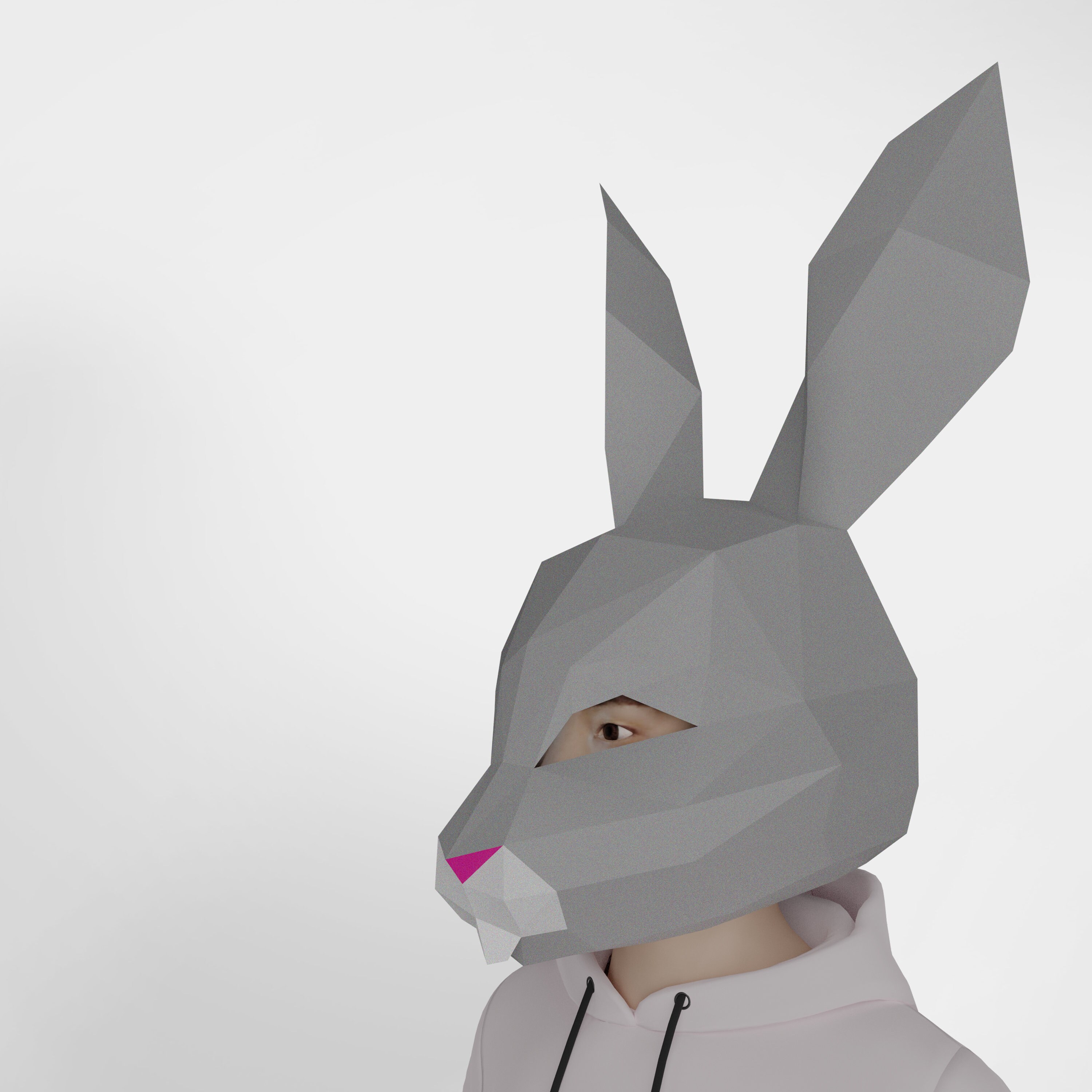 Easter Bunny or Rabbit Full Head Digital Papercraft Mask, DIY Easter ...