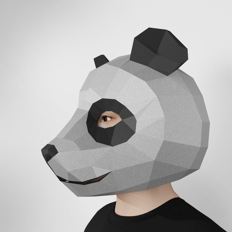 Panda Papercraft Mask, DIY Halloween Digital Mask Template, Low Poly 3d ...