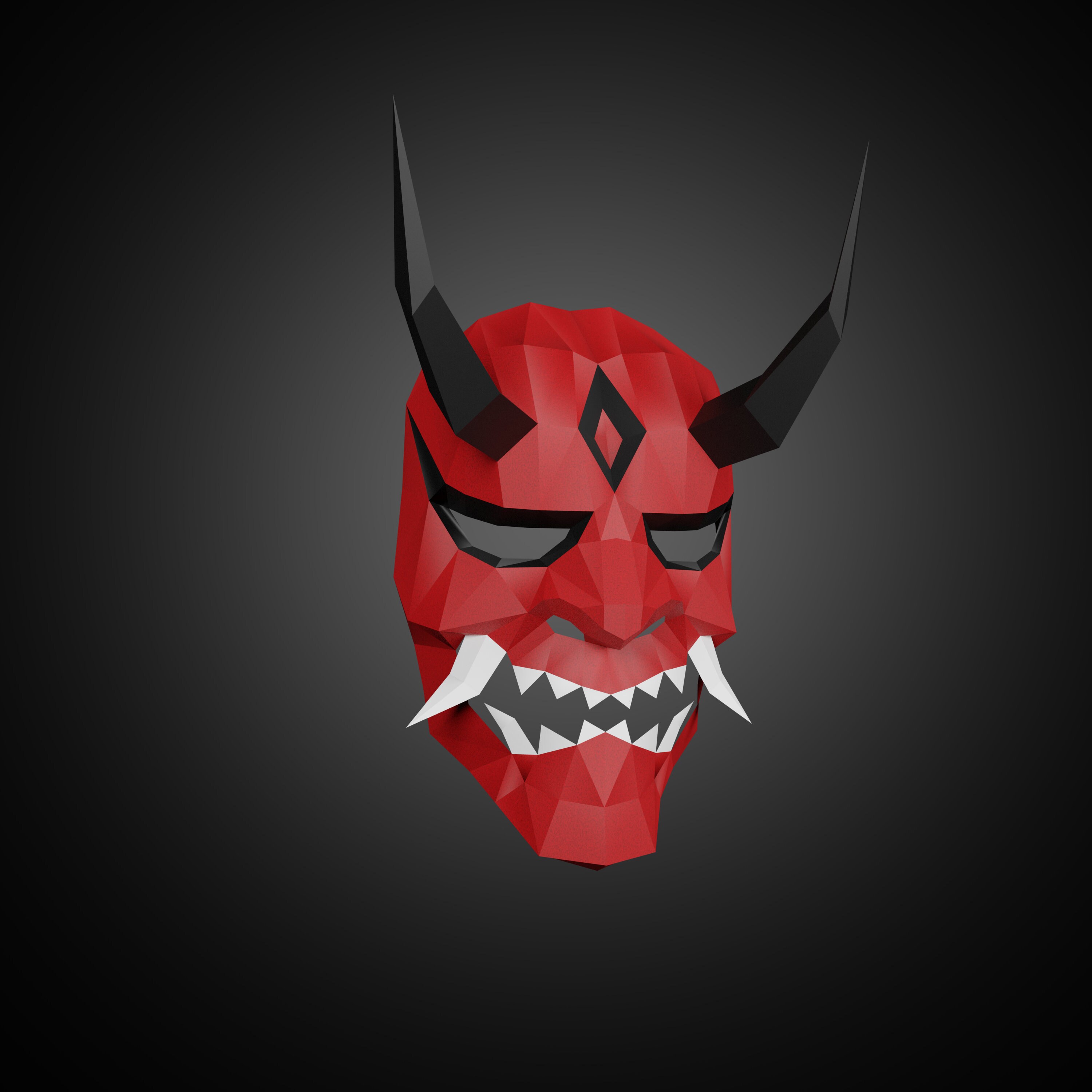 Oni Demon Papercraft Mask,diy, Party and Halloween Digital Mask ...