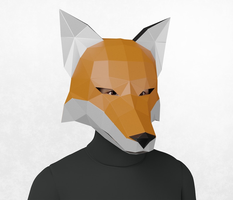 Fox Papercraft Mask, DIY Mask Template, Low Poly 3d Mask, Cosplay Mask ...