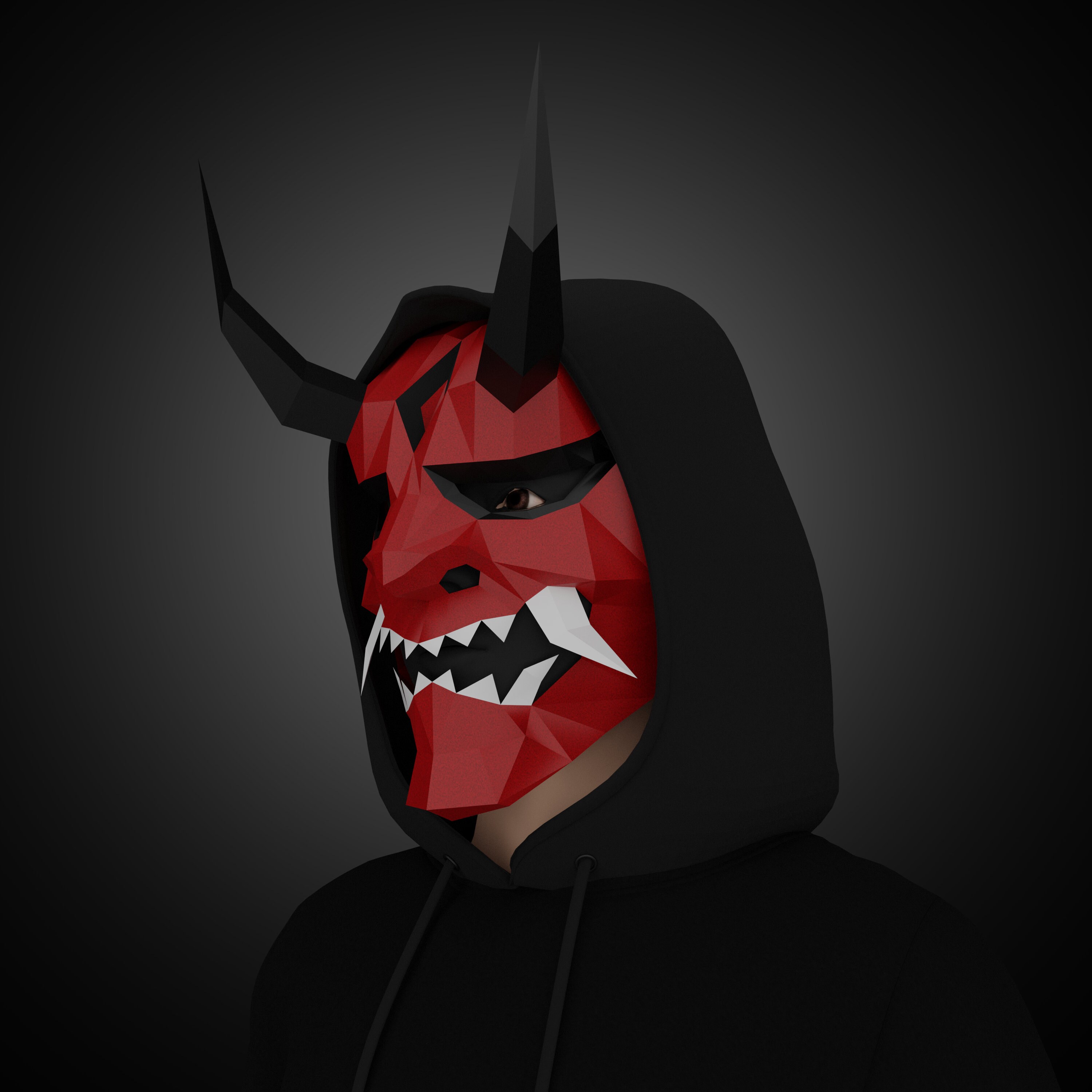 Oni Demon Papercraft Mask,diy, Party and Halloween Digital Mask ...
