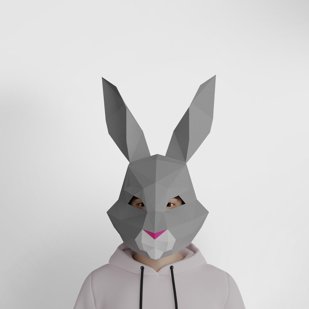 Easter Bunny or Rabbit Full Head Digital Papercraft Mask, DIY Easter ...