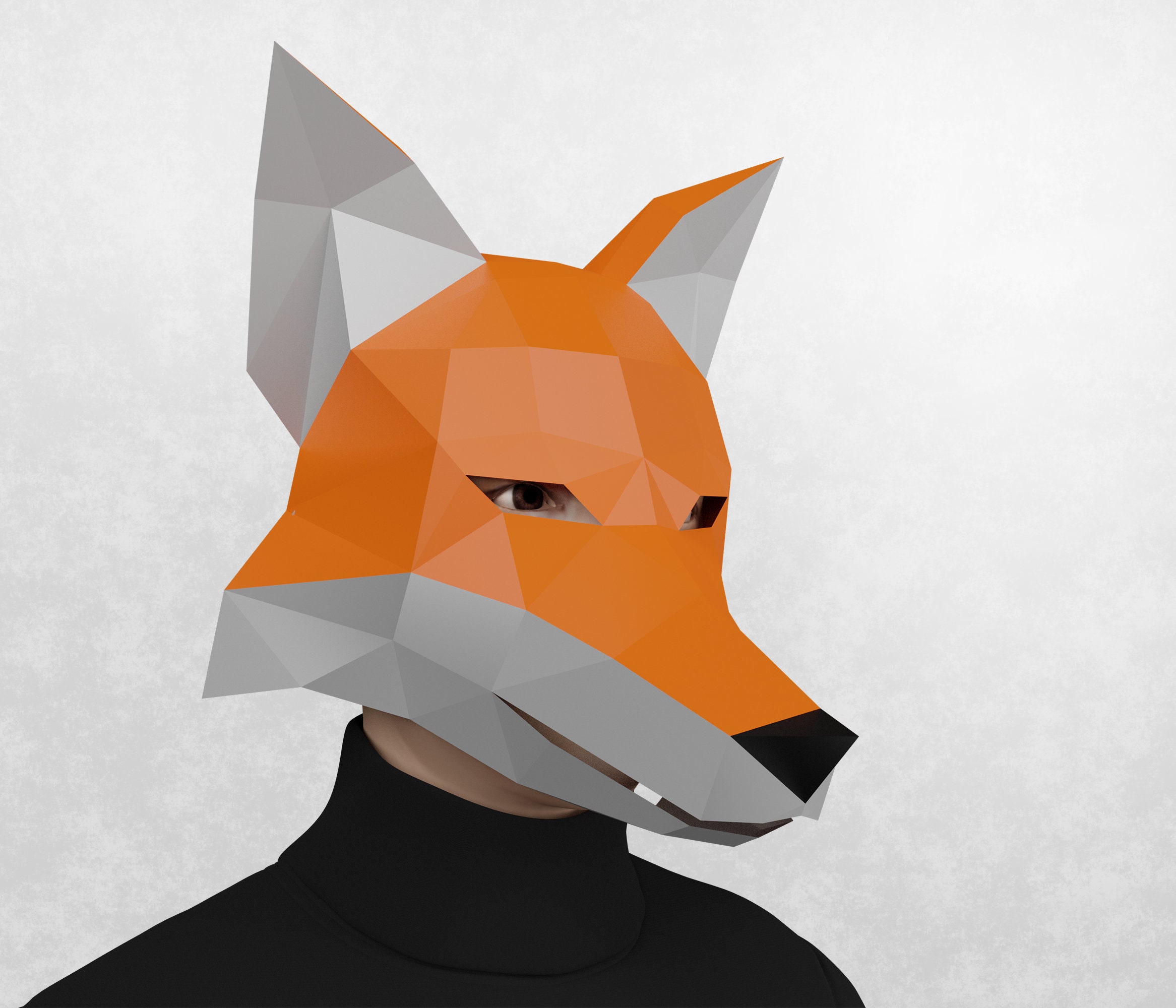 Fox Papercraft FACE Mask, DIY Mask Template, Low Poly 3d Mask, Cosplay ...