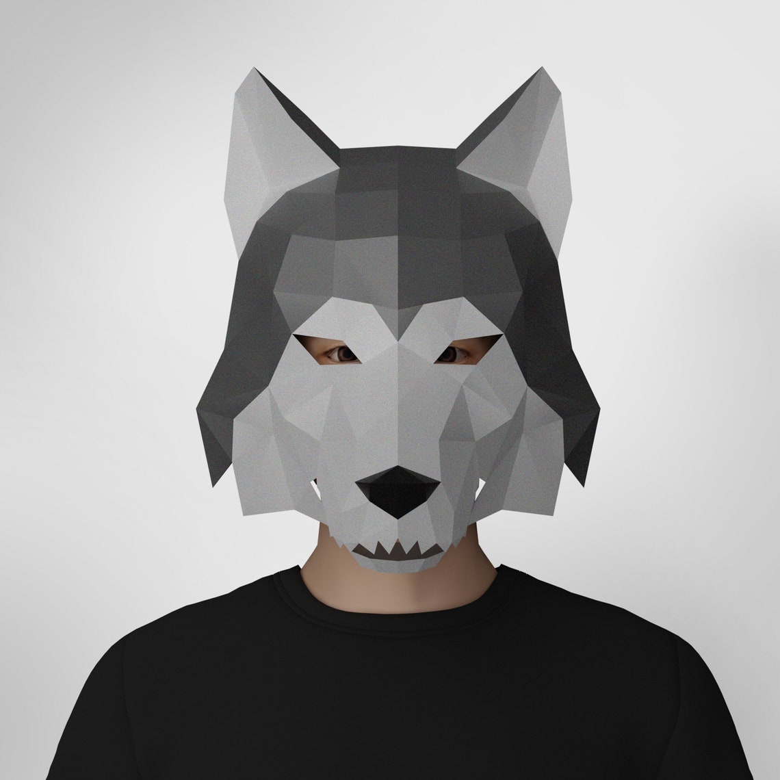 Máscara de lobo papercraft, plantilla de máscara de Halloween DIY ...