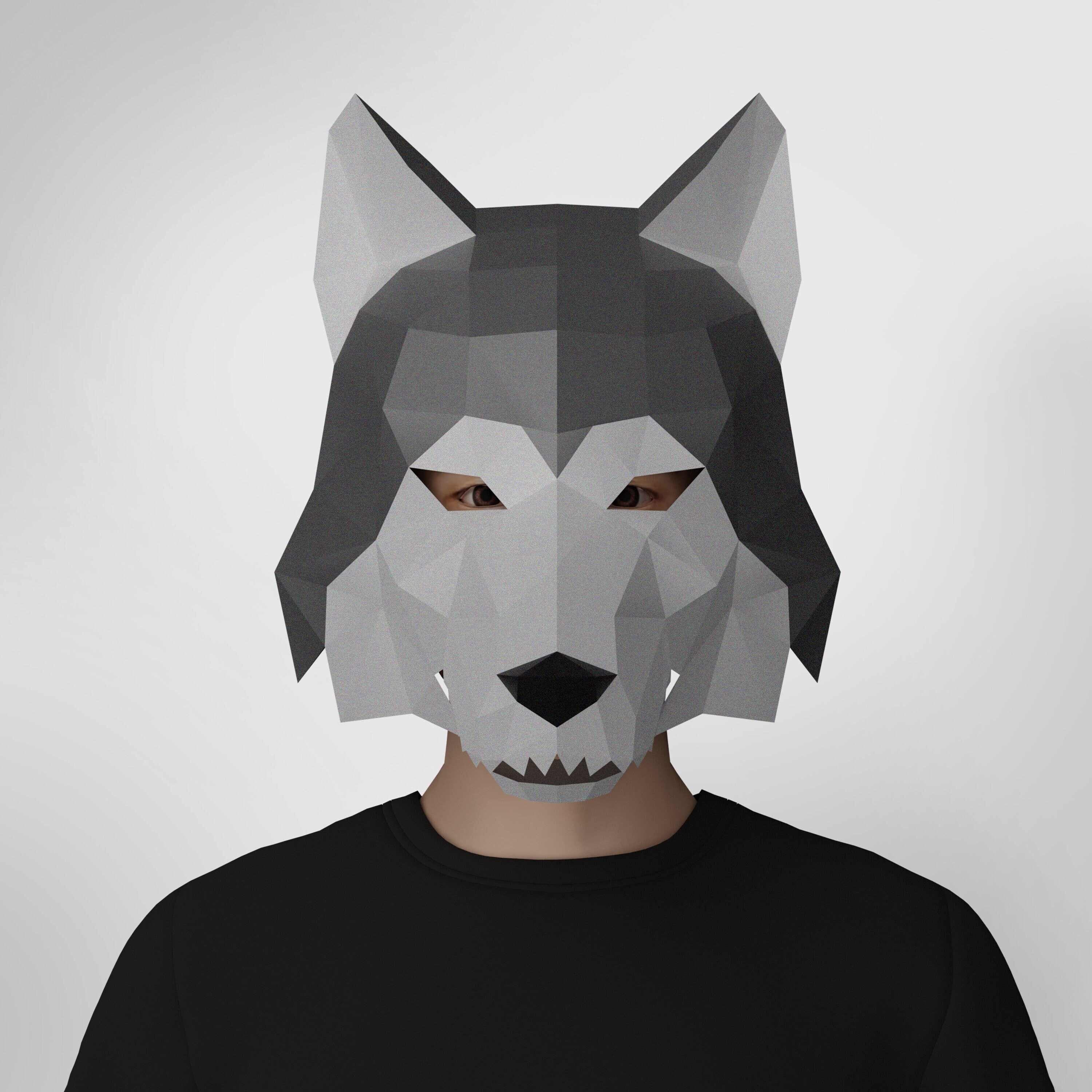 Máscara de lobo papercraft, plantilla de máscara de Halloween DIY ...