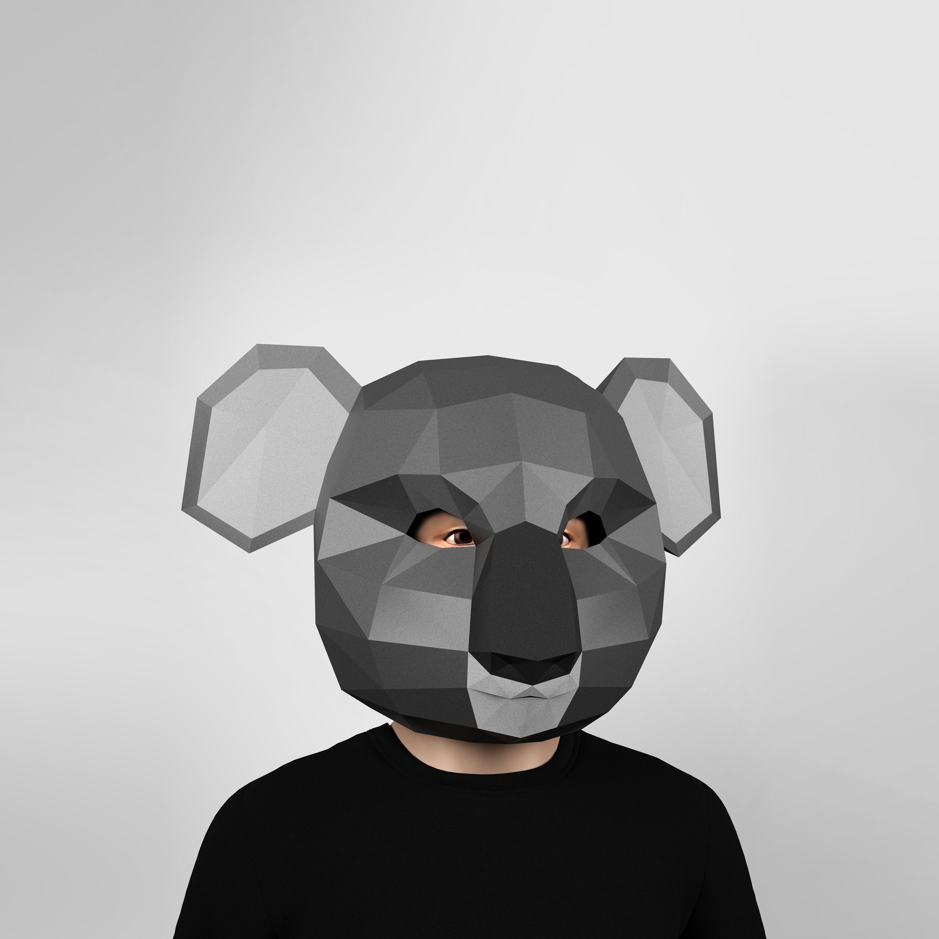 Koala Papercraft Mask, DIY, Party and Halloween Mask Template, Low Poly ...
