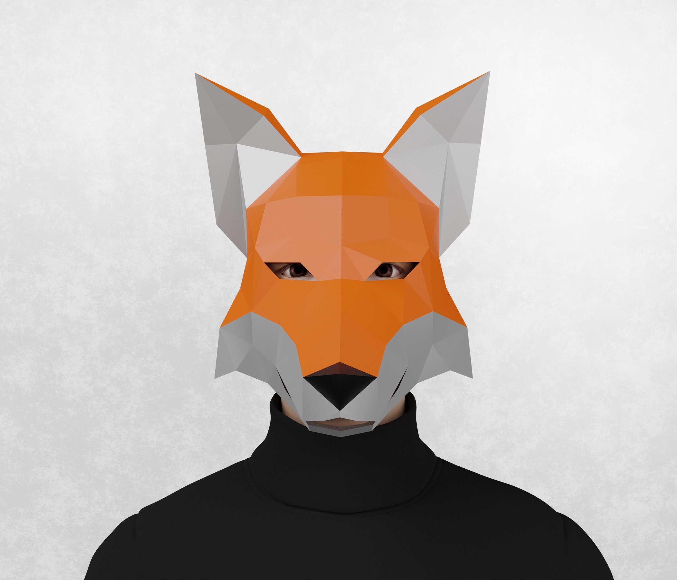 Fox Papercraft FACE Mask, DIY Mask Template, Low Poly 3d Mask, Cosplay ...