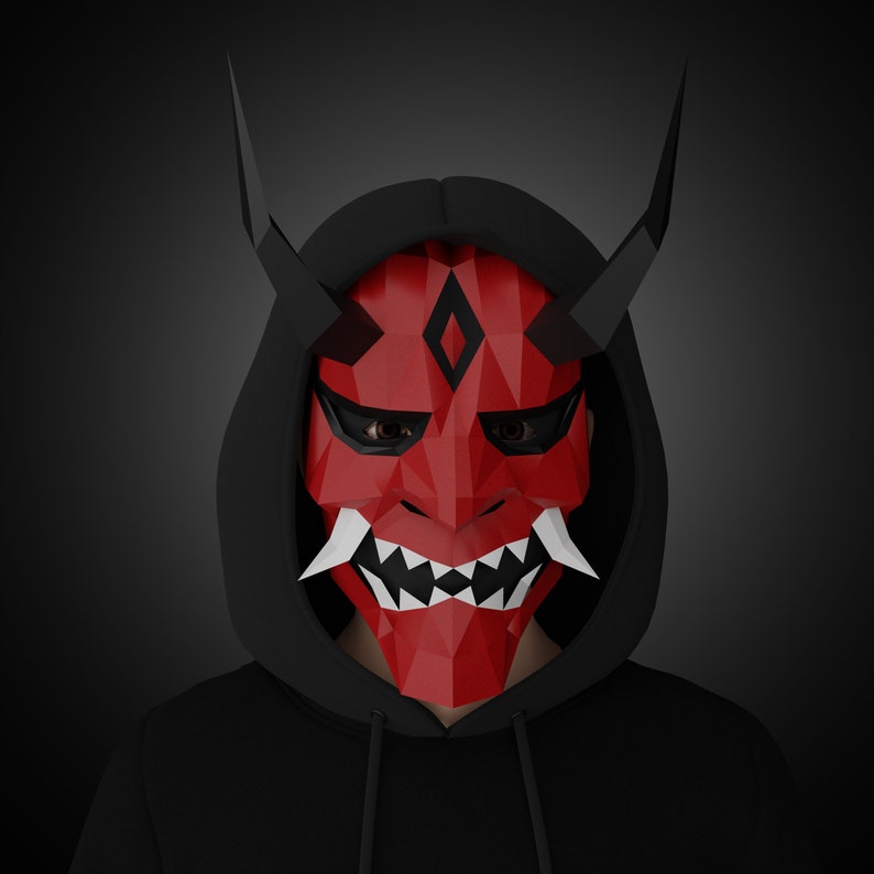 Oni Demon Papercraft Mask,diy, Party and Halloween Digital Mask ...