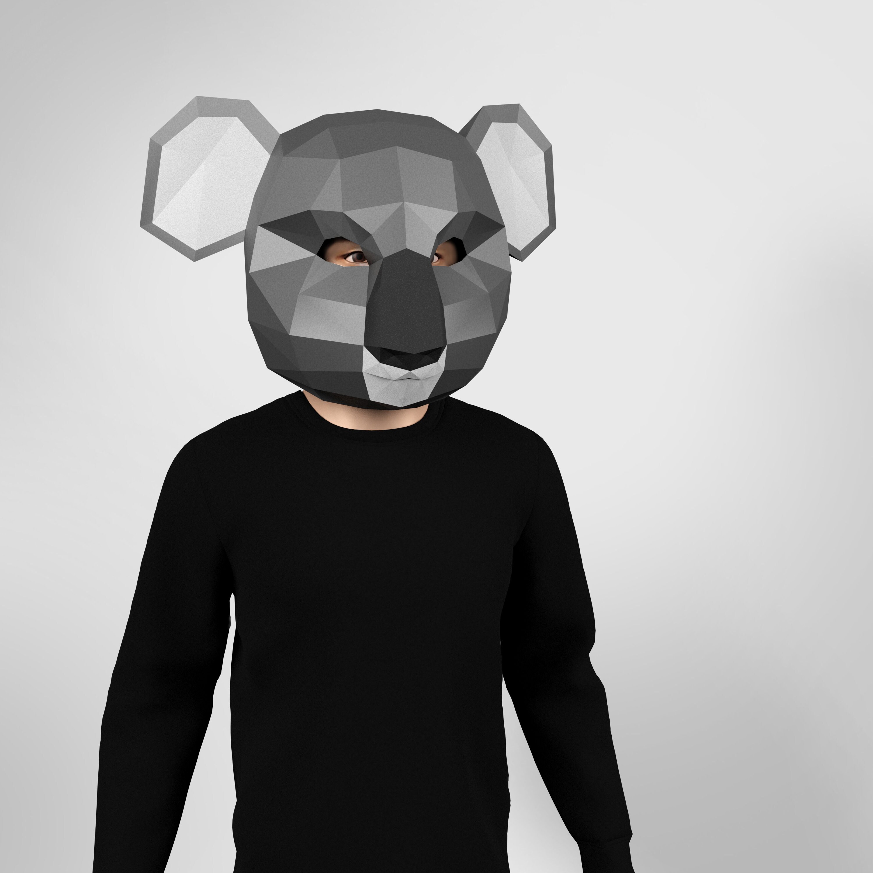 Koala Papercraft Mask, DIY, Party and Halloween Mask Template, Low Poly ...