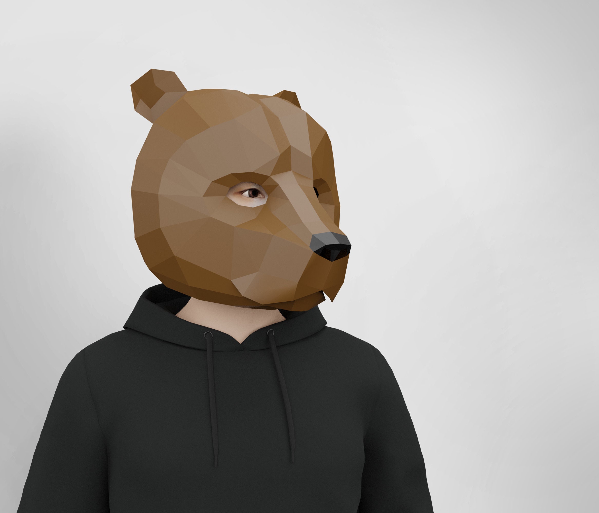 Bear Papercraft Mask, Cosplay Mask, DIY Halloween Digital Mask Template ...