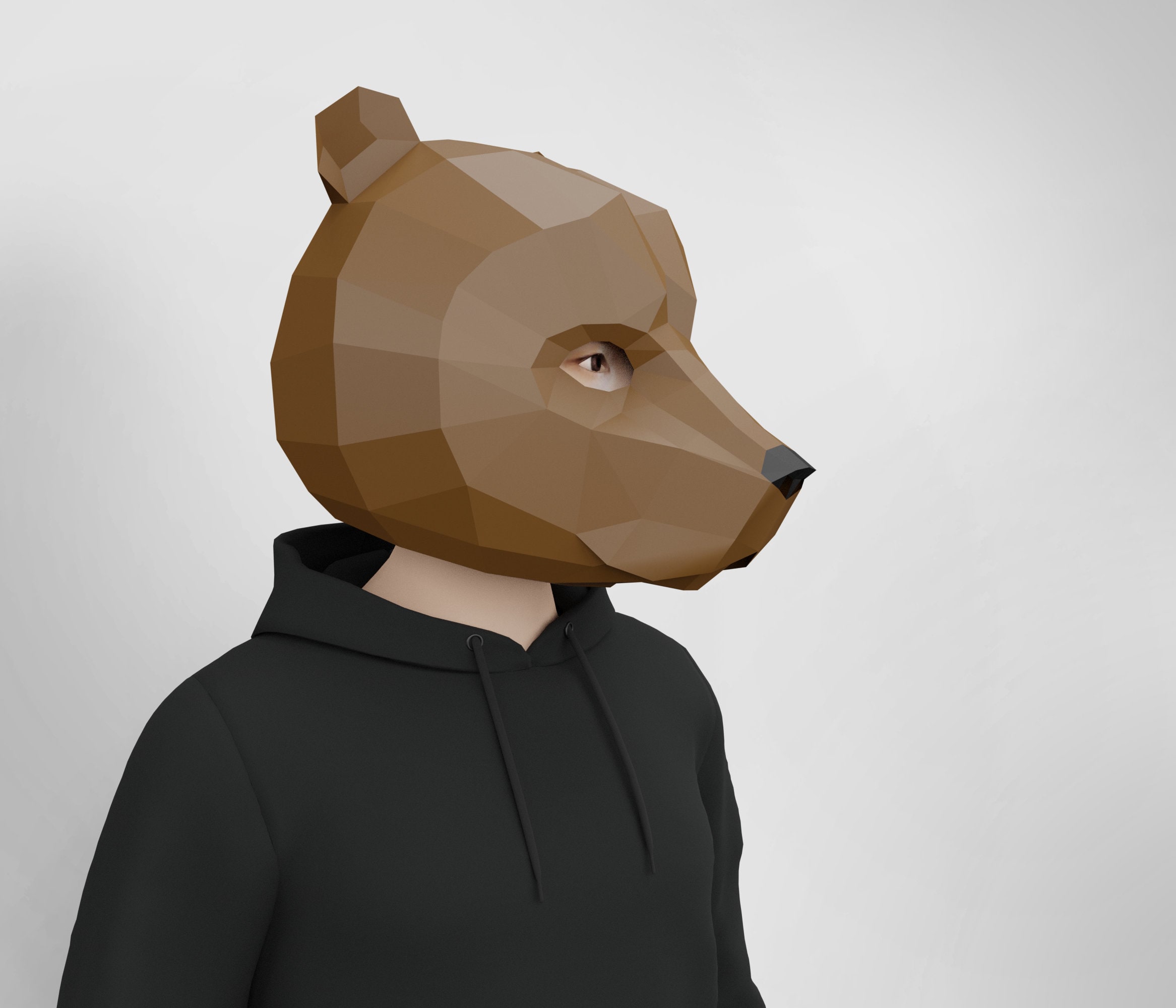 Bear Papercraft Mask, Cosplay Mask, DIY Halloween Digital Mask Template ...