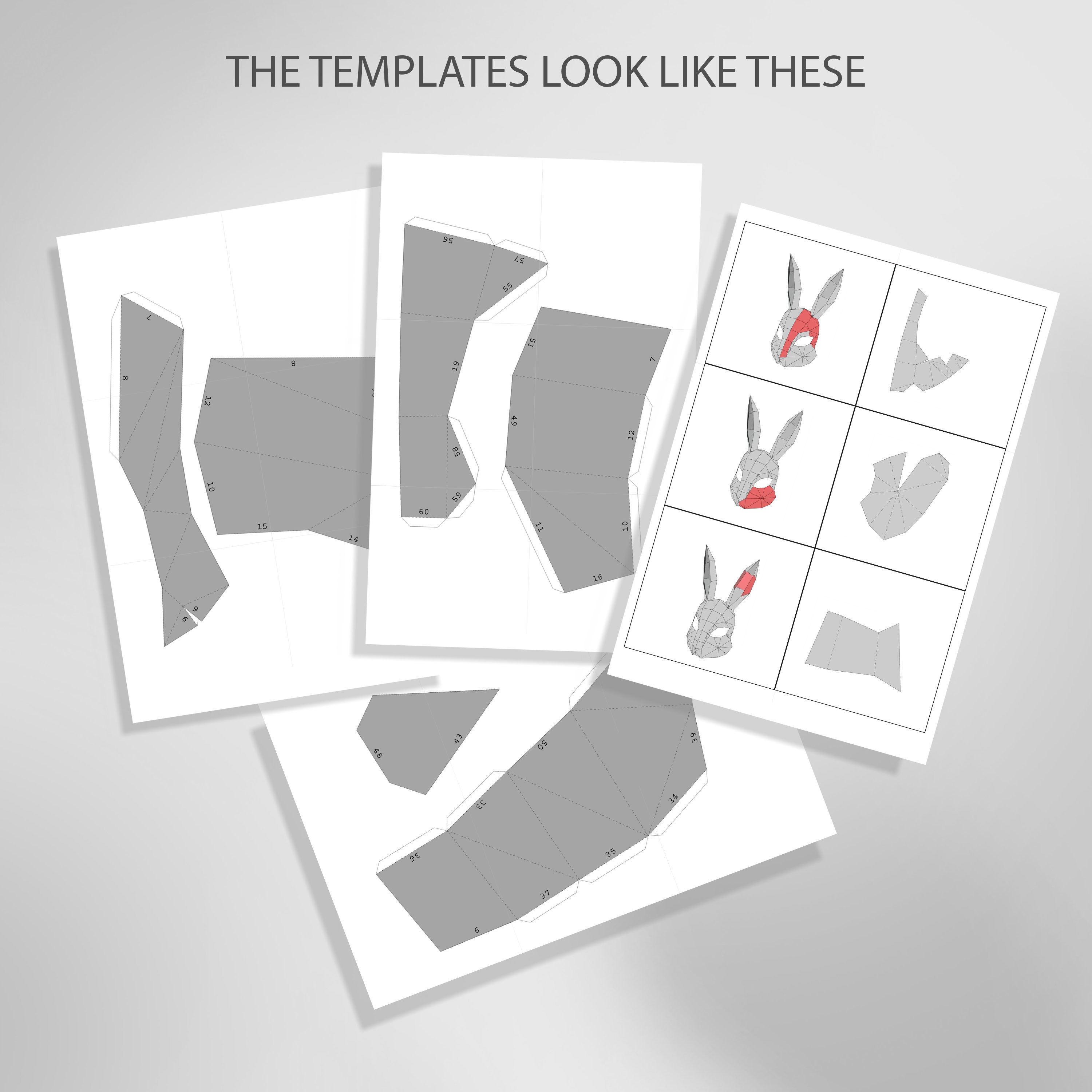 Rabbit Papercraft Mask,diy Easter and Halloween Digital Mask Template ...