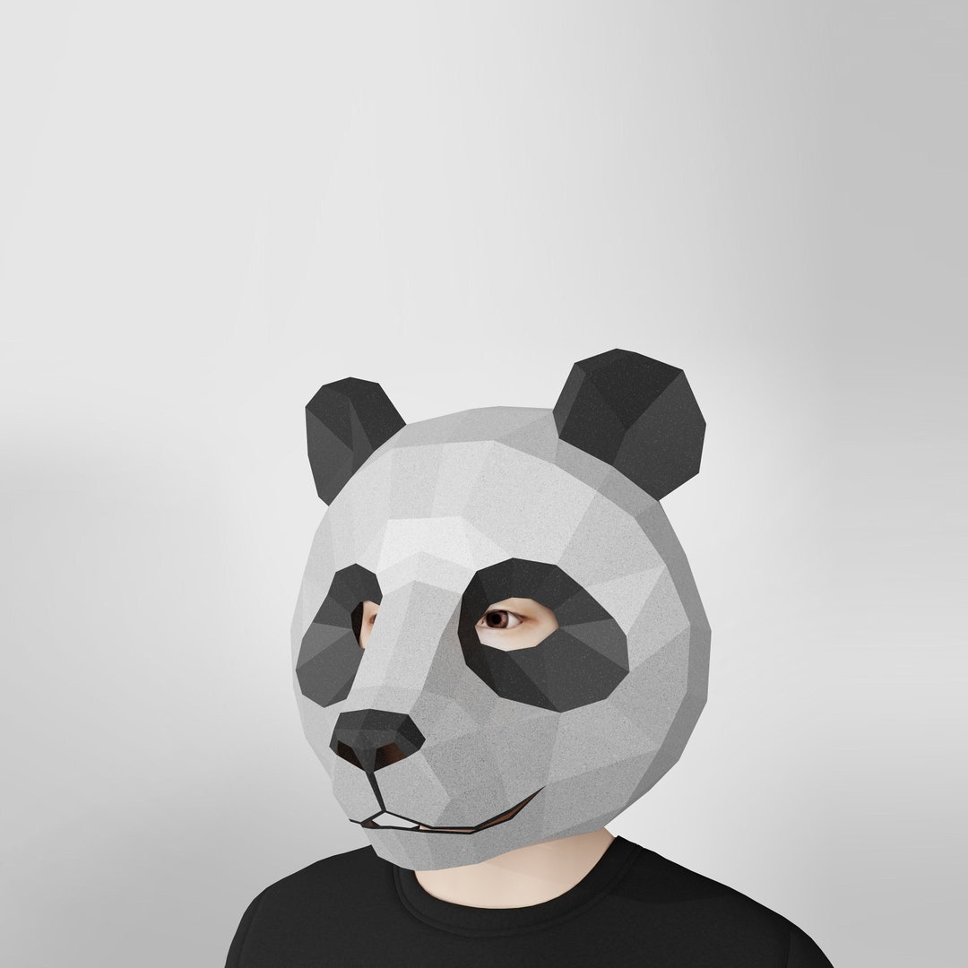 Panda Papercraft Mask, DIY Halloween Digital Mask Template, Low Poly 3d ...