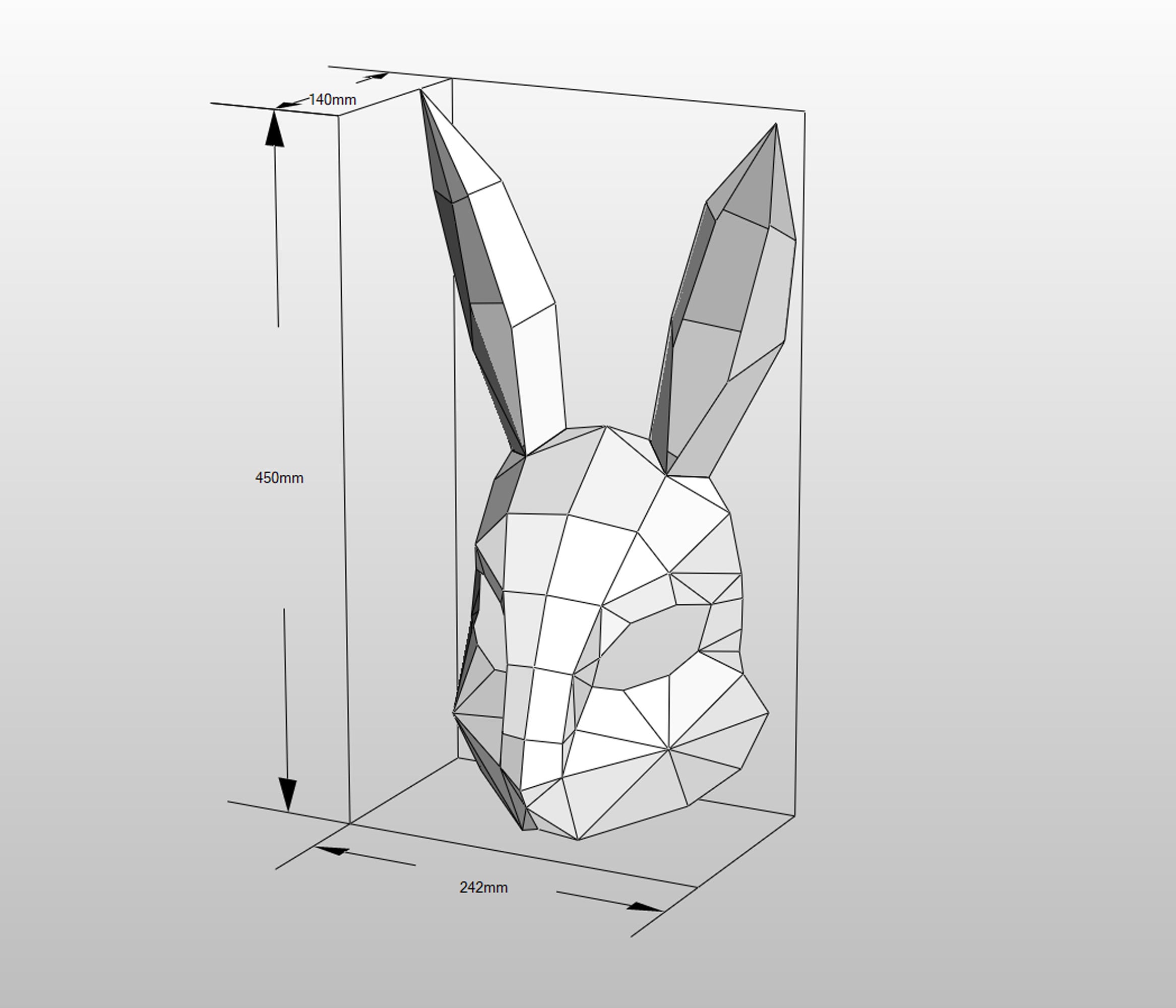 Rabbit Papercraft Mask,diy Easter and Halloween Digital Mask Template ...