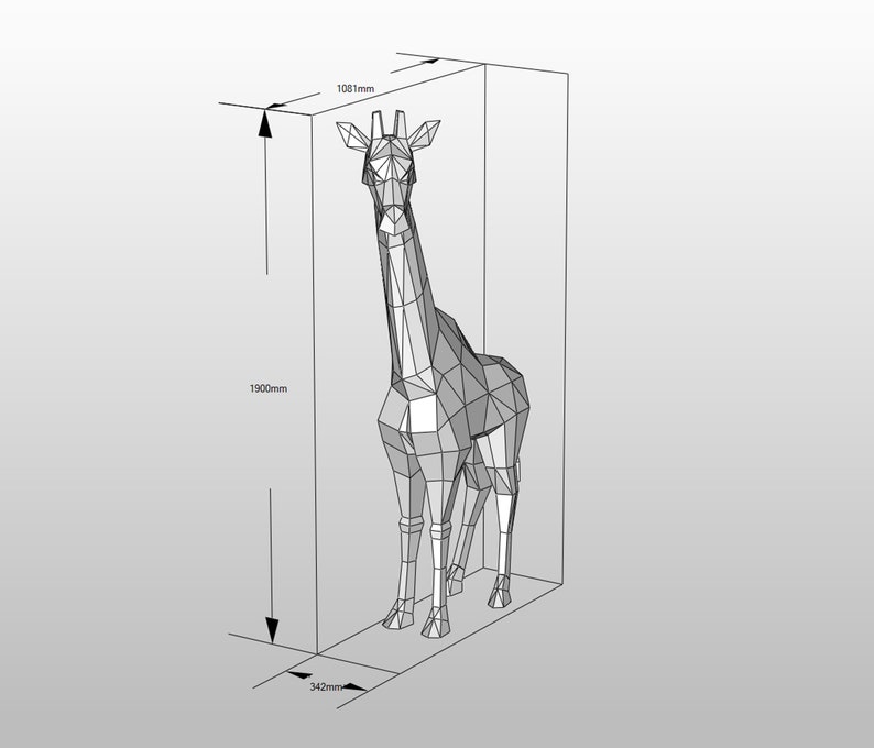 Giraffe 3d Papercraft Model, Papercraft Home Decor , Jungle Animals ...