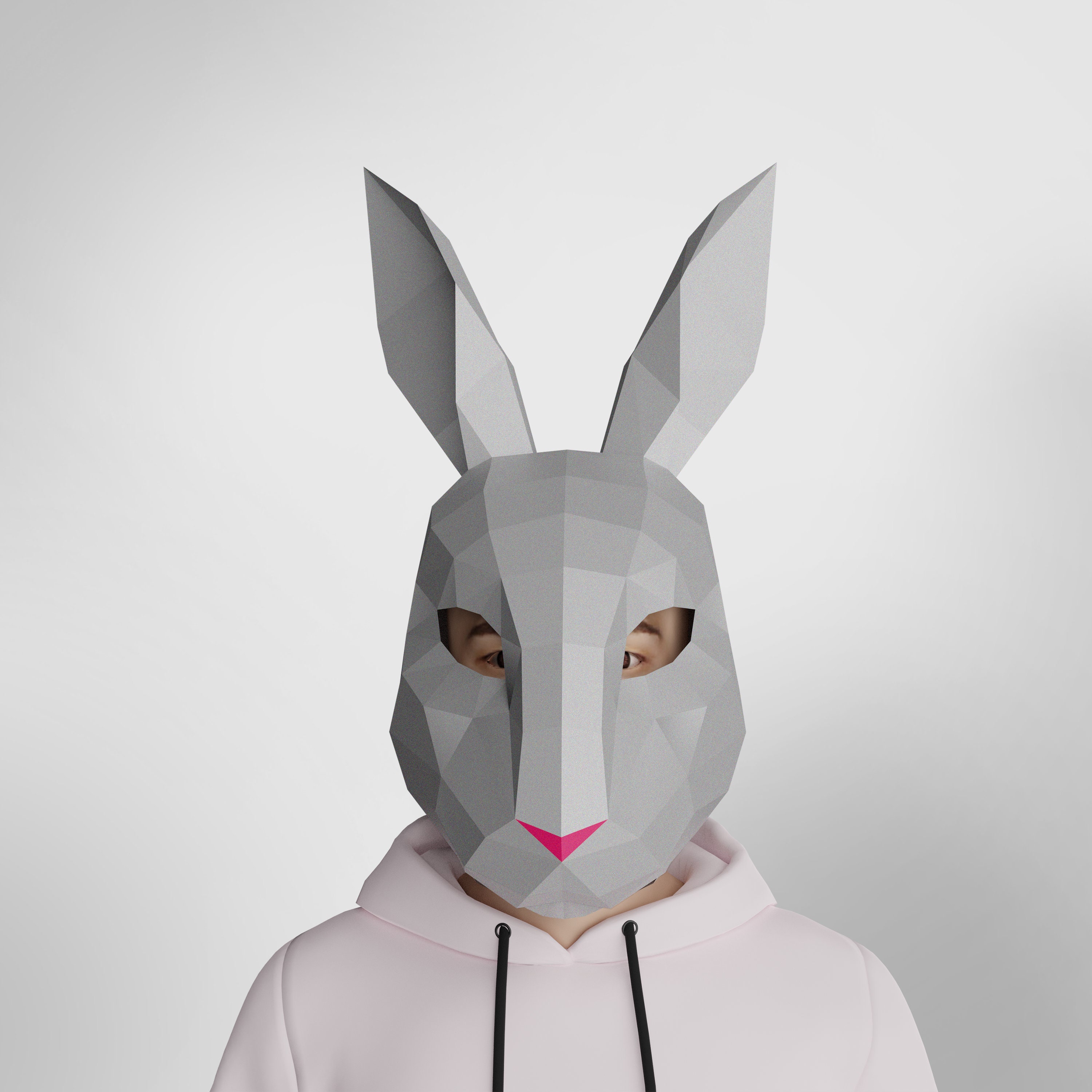 Rabbit Papercraft Full Mask,diy Easter and Halloween Digital Mask ...