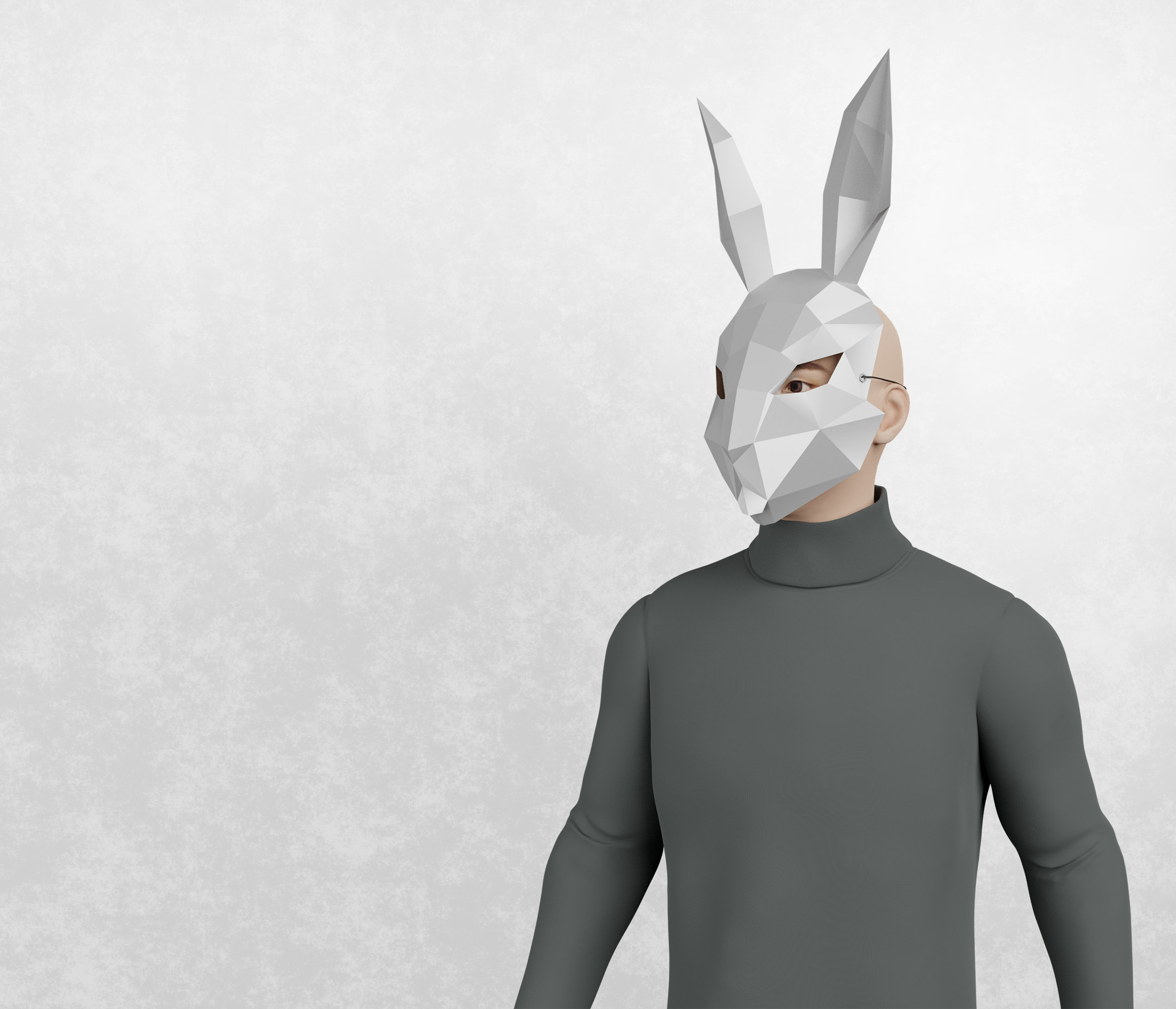 Easter Bunny Papercraft Mask,diy Easter and Halloween Digital Mask ...