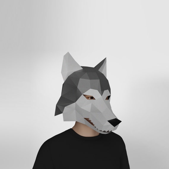 Wolf Papercraft Mask DIY Halloween Mask Template Low Poly 3d | Etsy