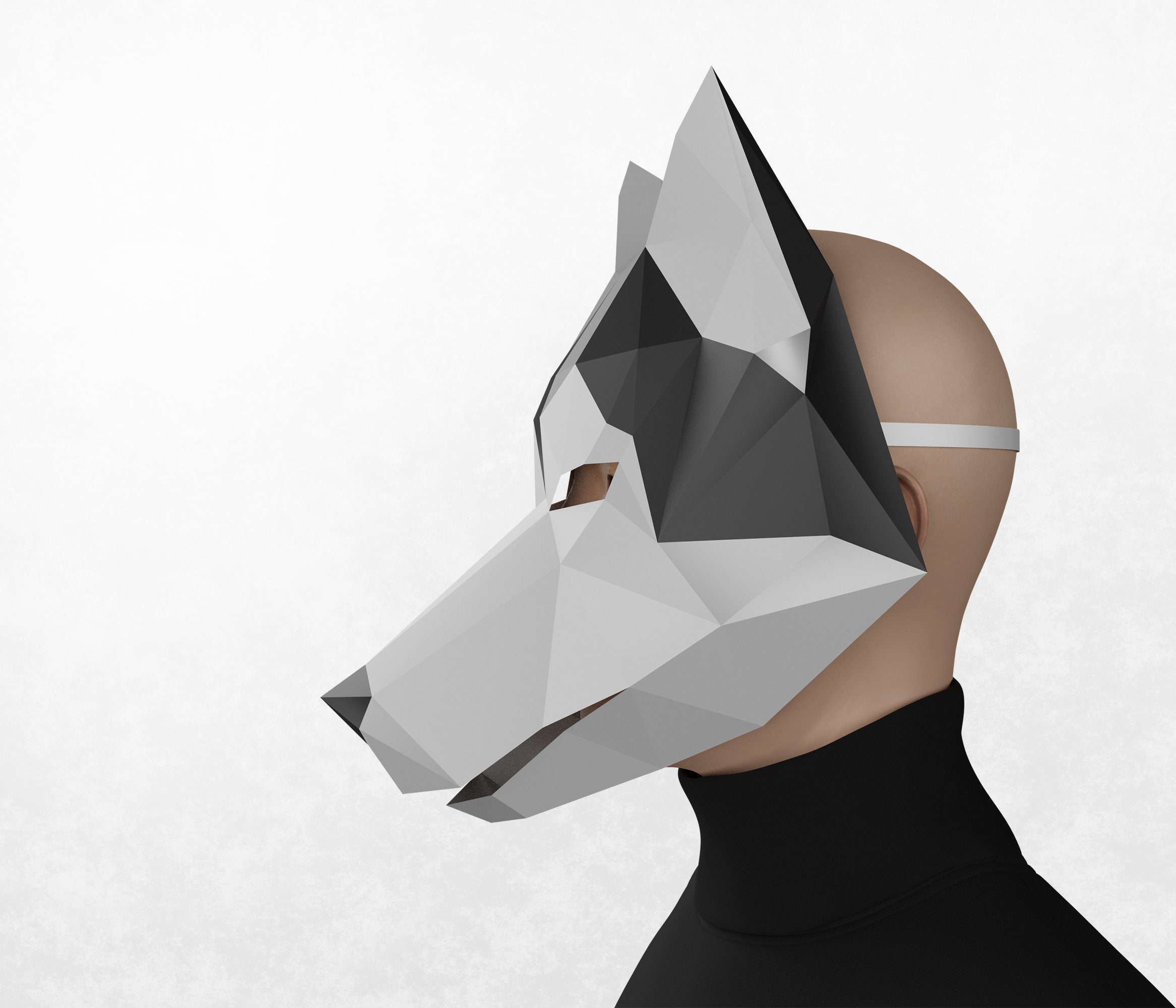 Husky Papercraft FACE Mask, DIY Mask Template, Low Poly 3d Mask ...