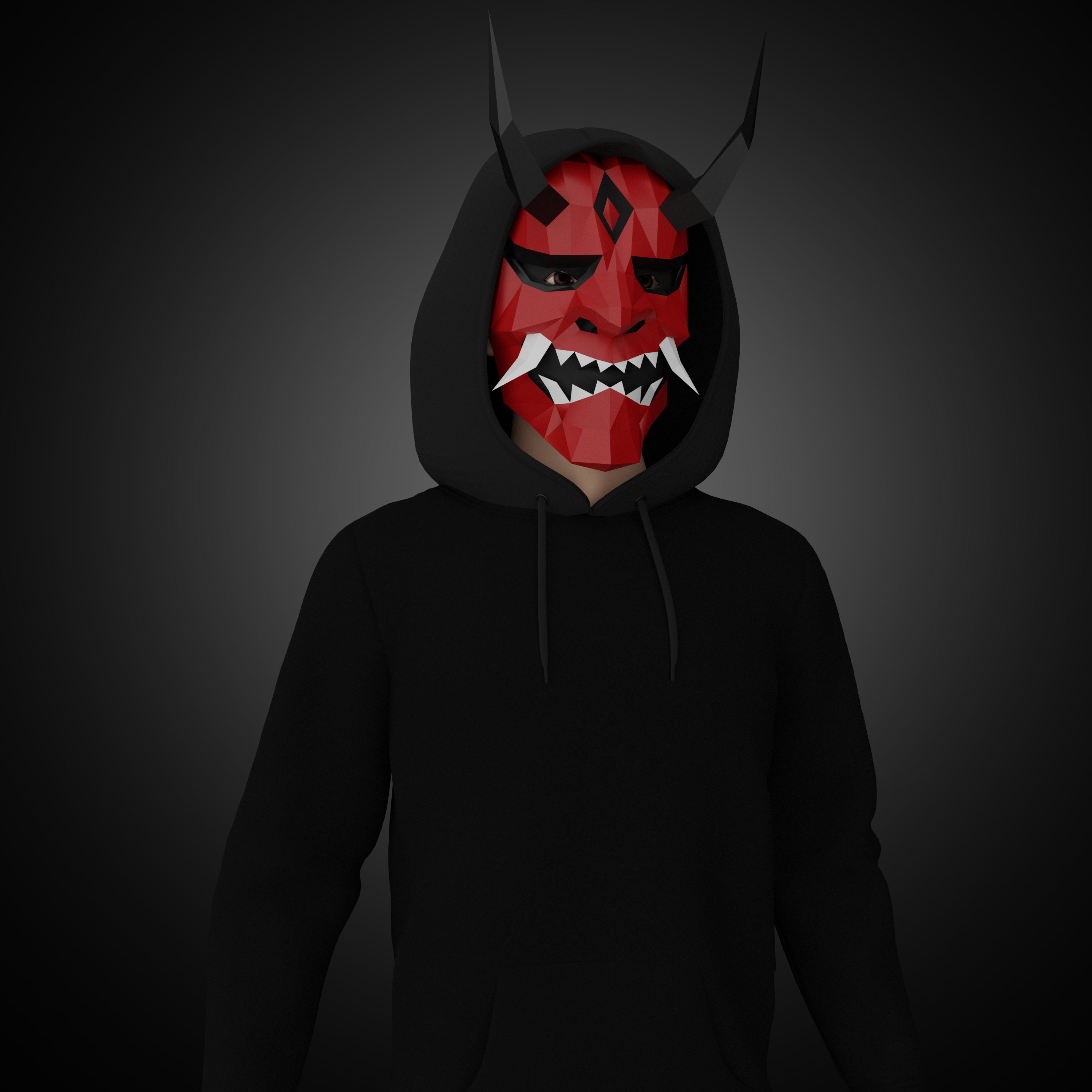 Oni Demon Papercraft Mask,diy, Party and Halloween Digital Mask ...