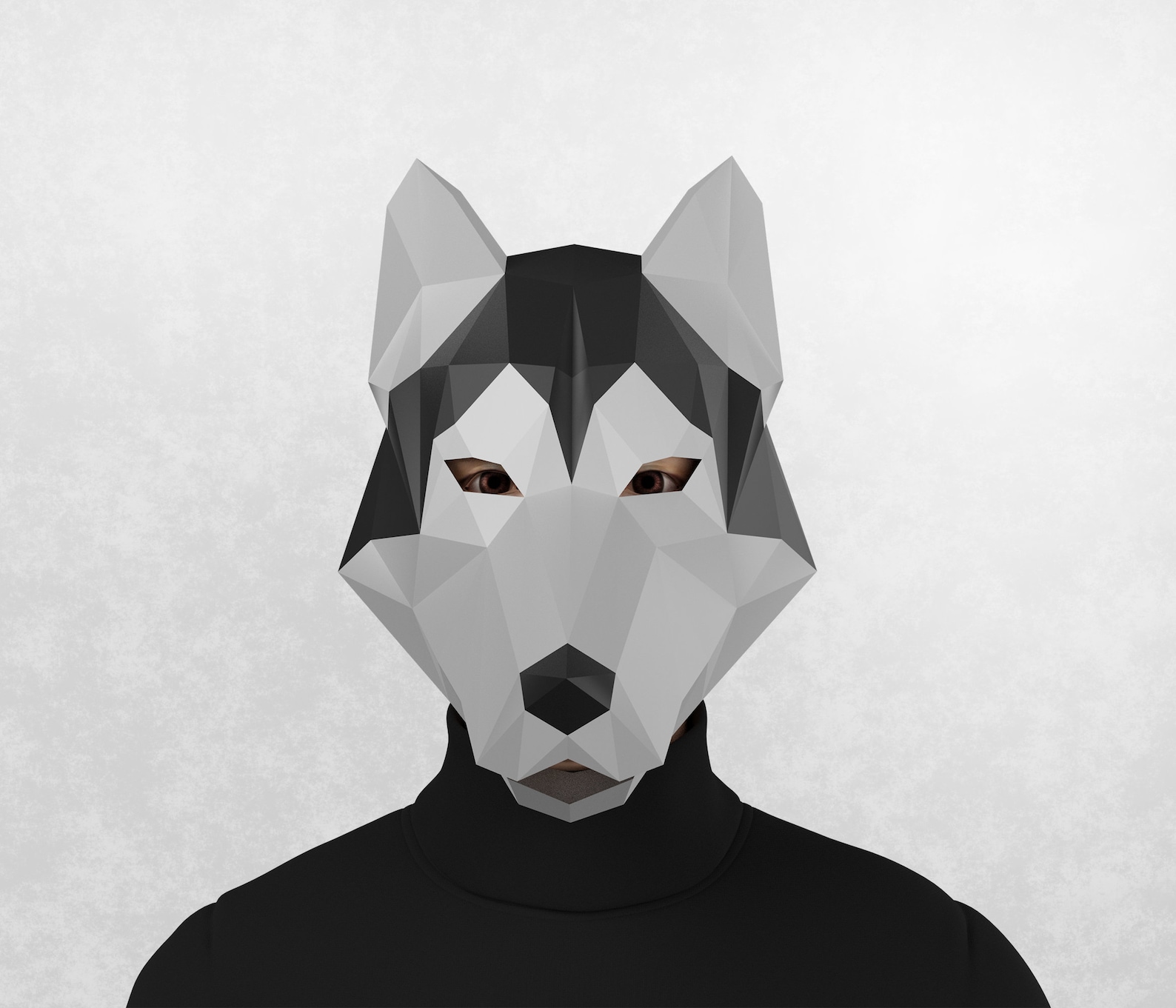 Husky Papercraft FACE Mask, DIY Mask Template, Low Poly 3d Mask ...