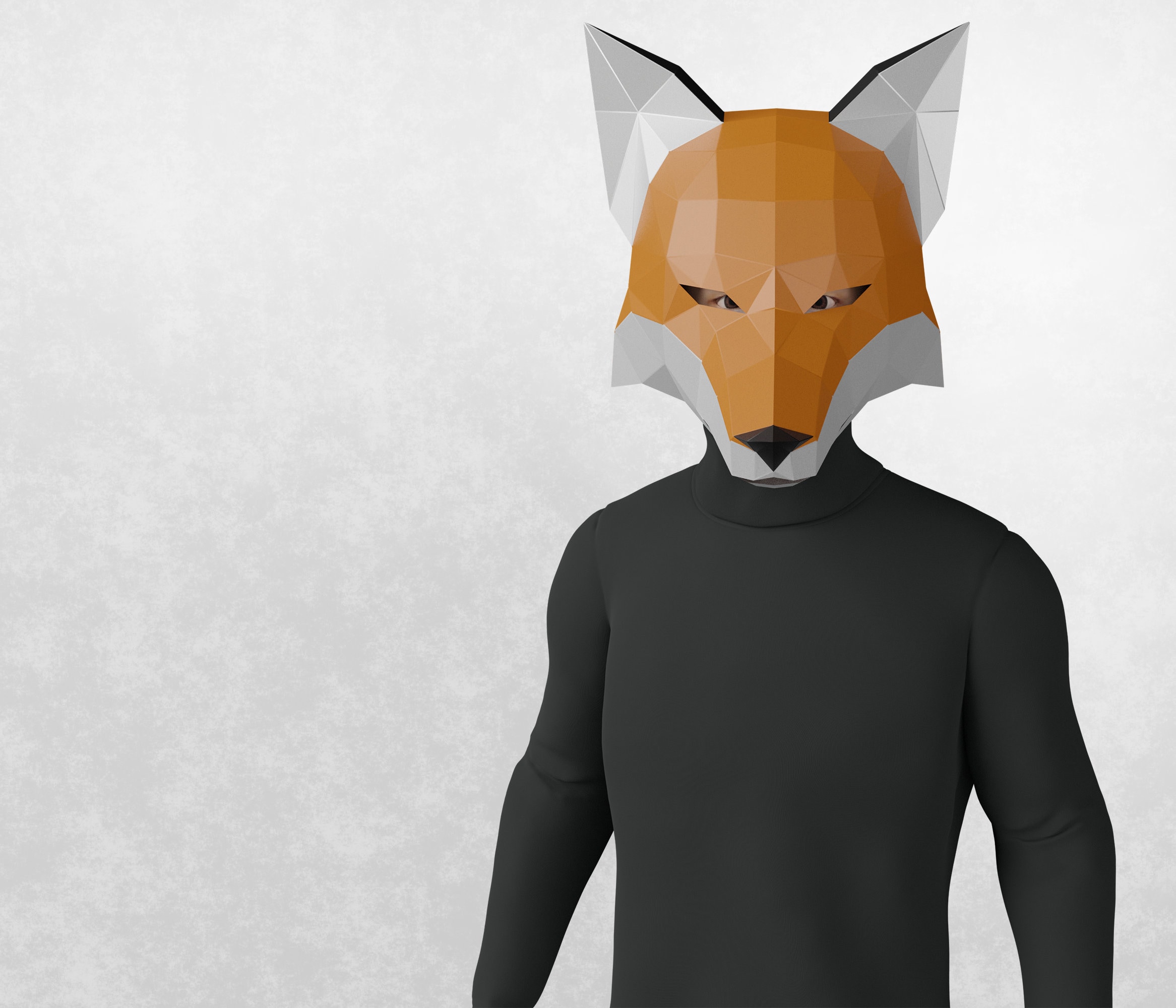 Fox Papercraft Mask, DIY Mask Template, Low Poly 3d Mask, Cosplay Mask ...