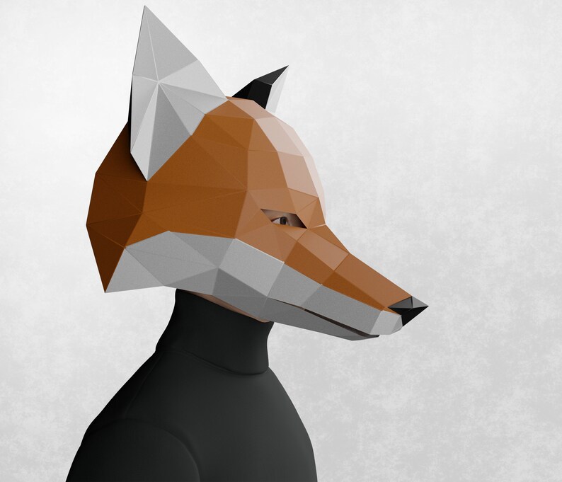 Fox Papercraft Mask, DIY Mask Template, Low Poly 3d Mask, Cosplay Mask ...