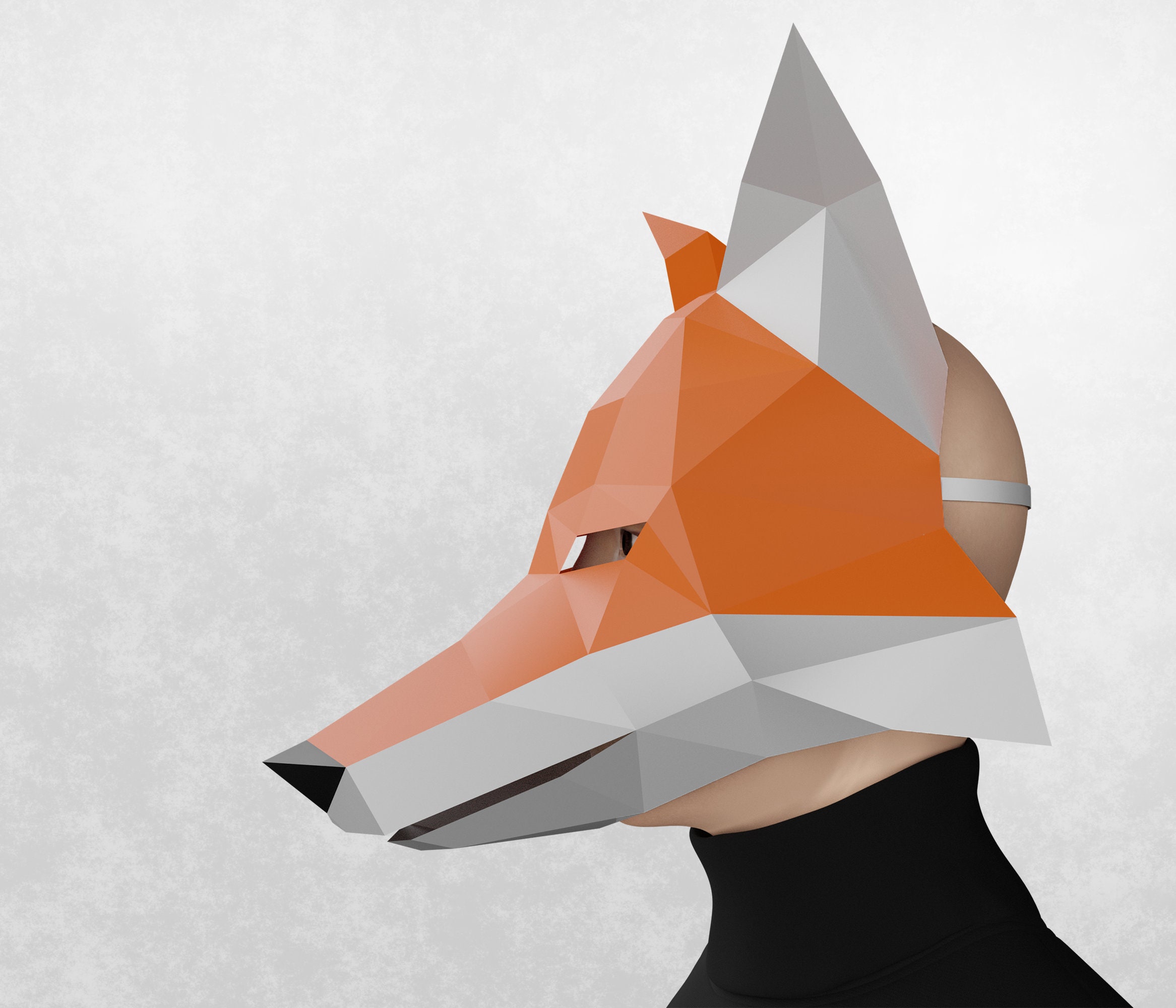 Fox Papercraft FACE Mask, DIY Mask Template, Low Poly 3d Mask, Cosplay ...
