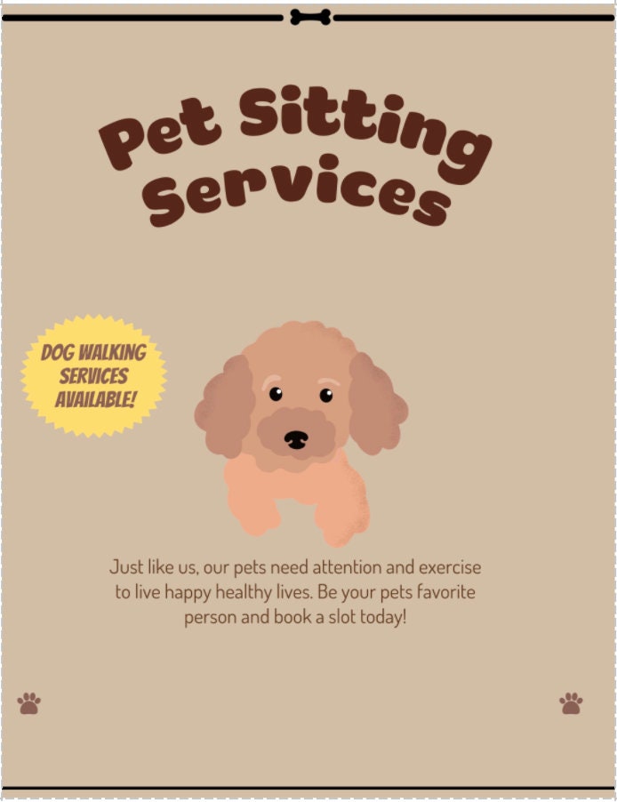 Dog Sitter Flyer, Dog Walker Flyer, Custom Flyer, Pet Walker Flyer ...